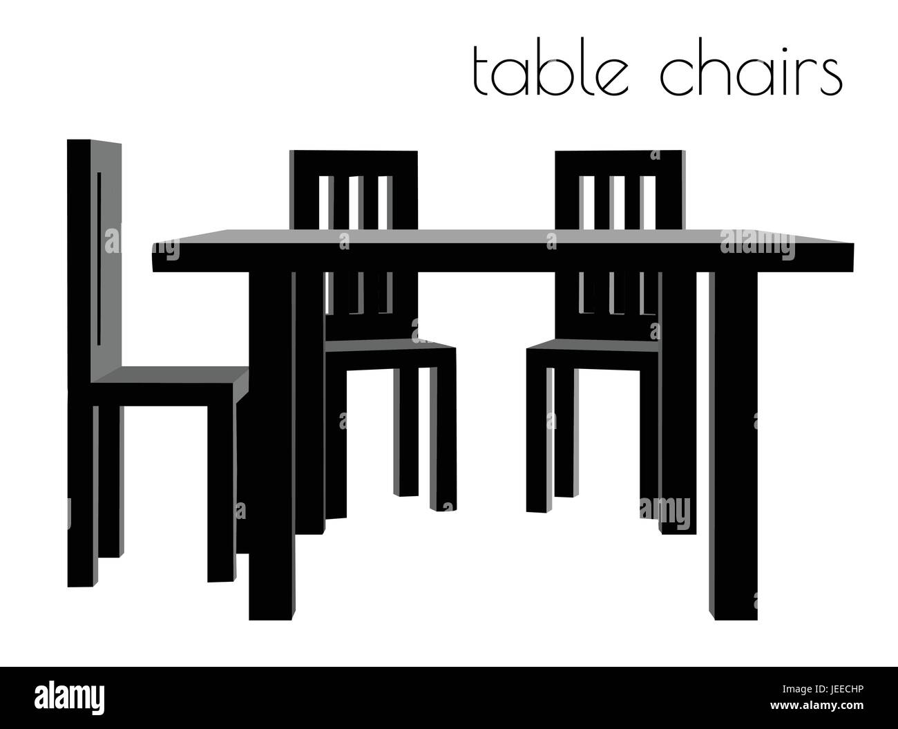 EPS 10 vector illustration of table chair silhouette on white ...