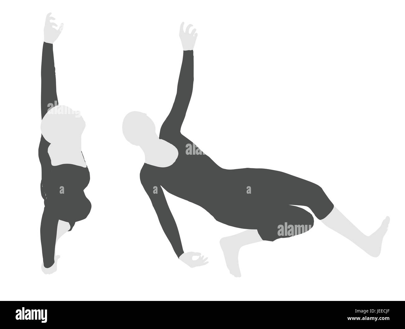 EPS 10 vector illustration of woman silhouette in Sprawled on Back Pose ...