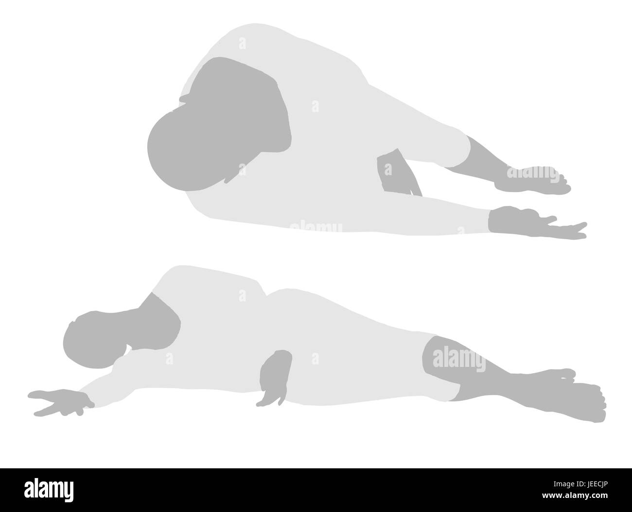 EPS 10 vector illustration of woman silhouette in Side Sprawl Pose ...