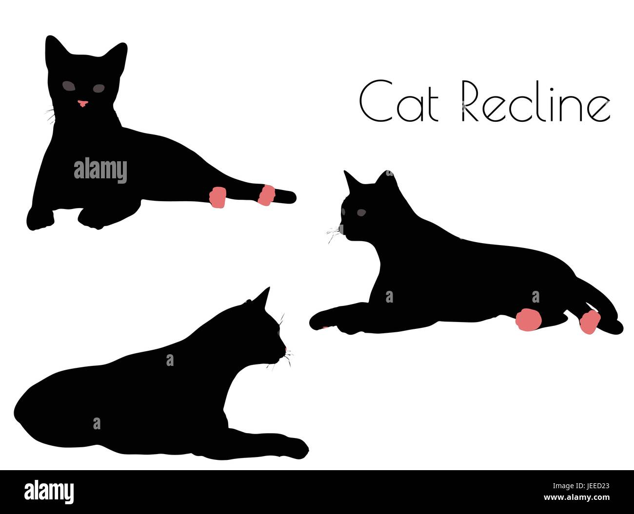 EPS 10 vector illustration of cat silhouette in Recline Pose Stock ...