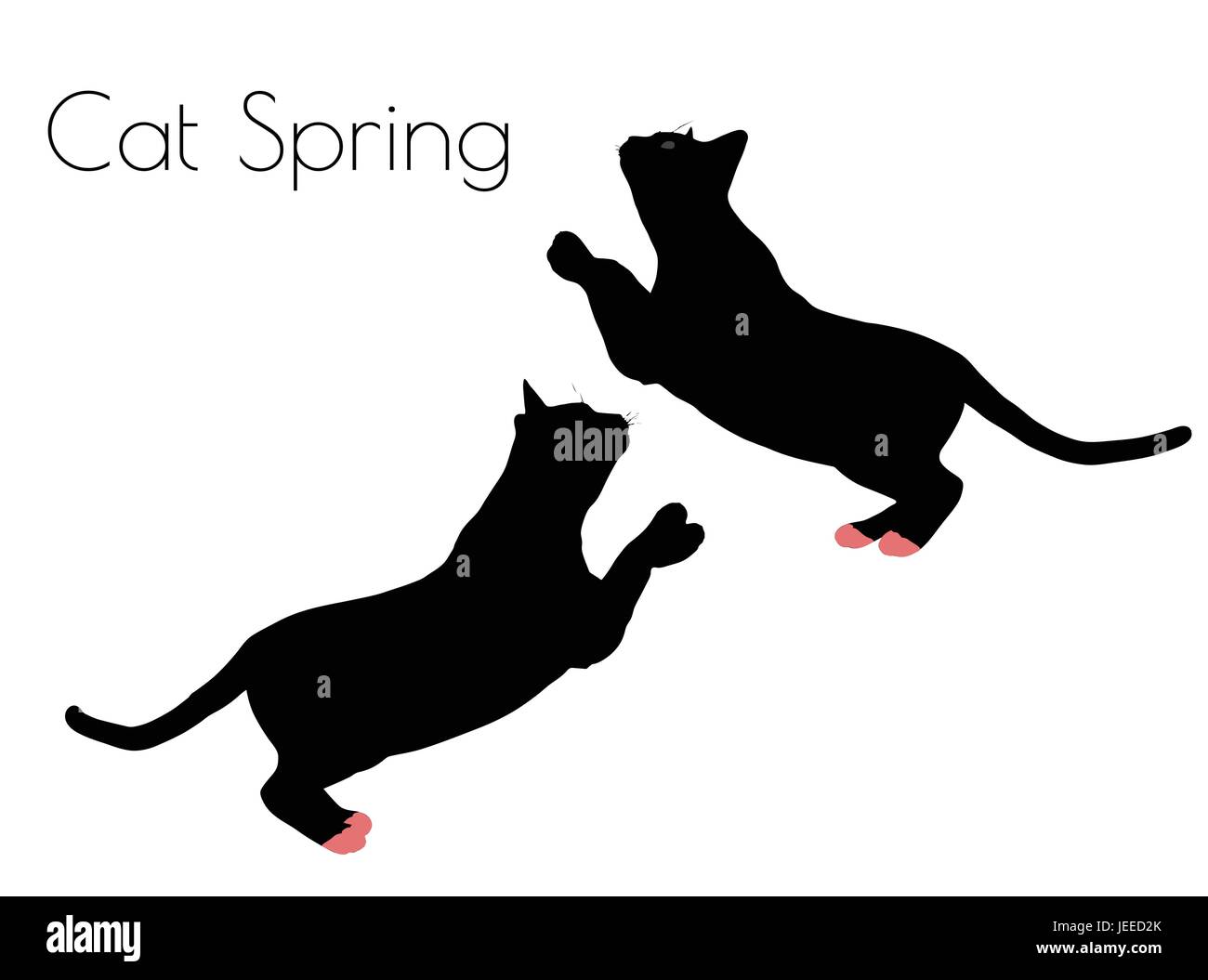 EPS 10 vector illustration of cat silhouette in Spring Pose Stock ...