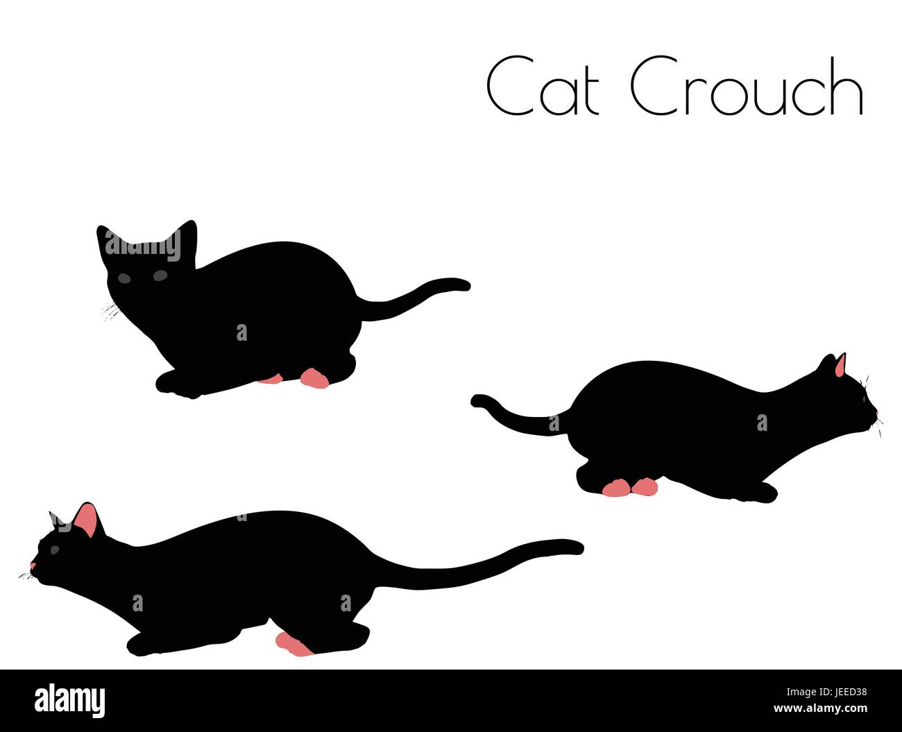 EPS 10 vector illustration of cat silhouette in Crouch Pose Stock ...