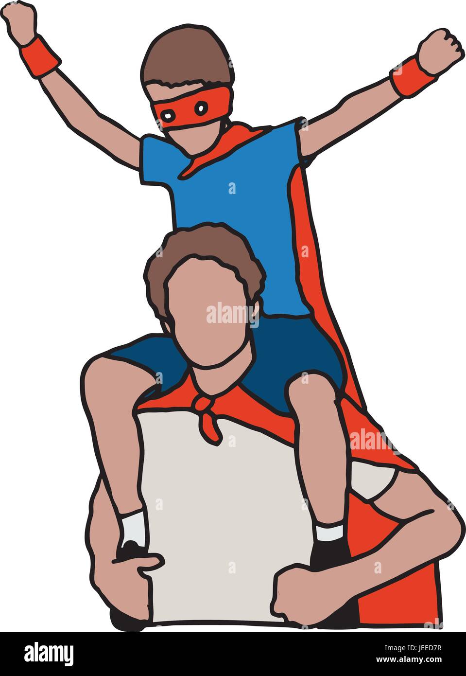 Vector icon set of dad and son in superhero costume Stock Vector Image ...