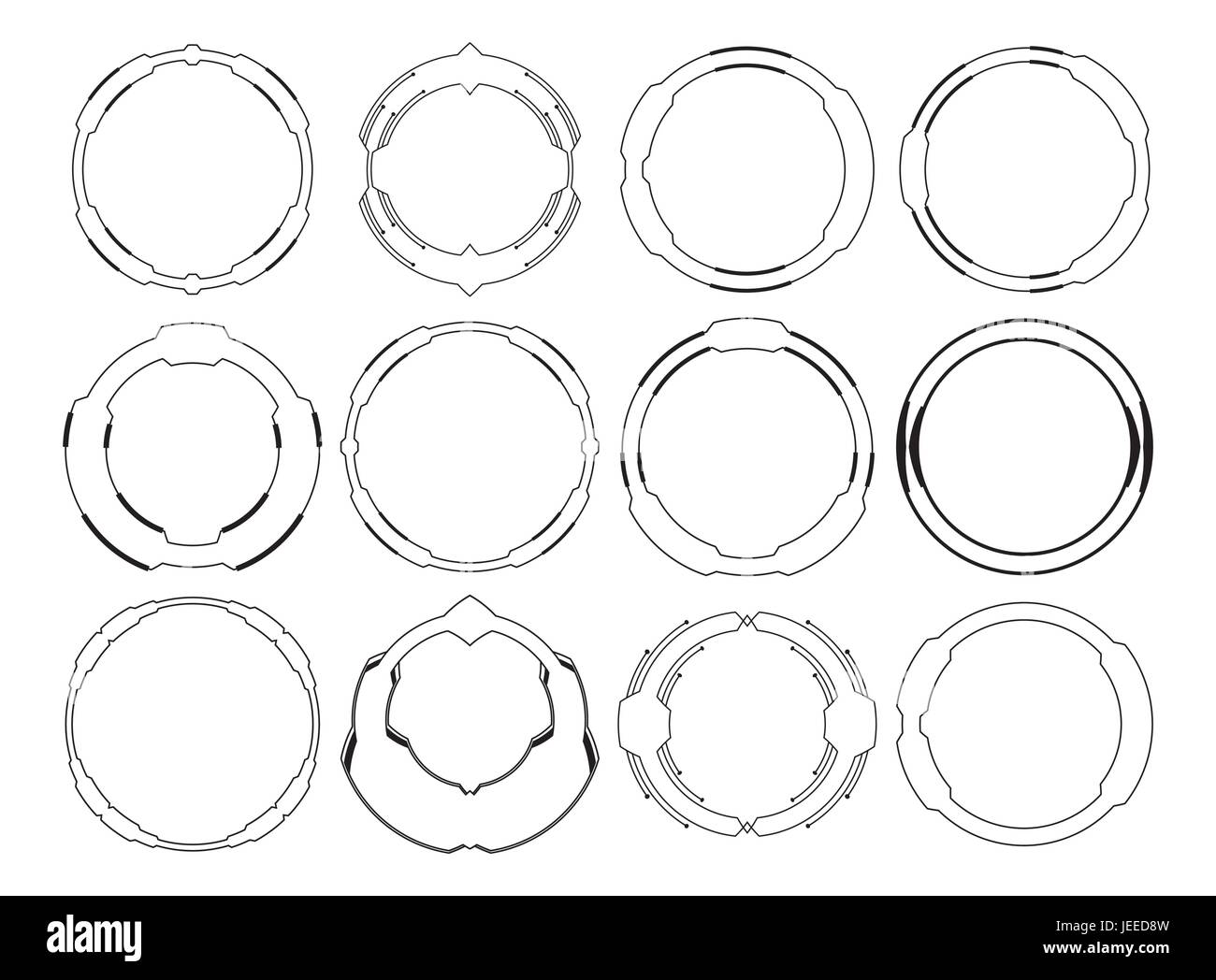Round pattern set circular Black and White Stock Photos & Images - Alamy