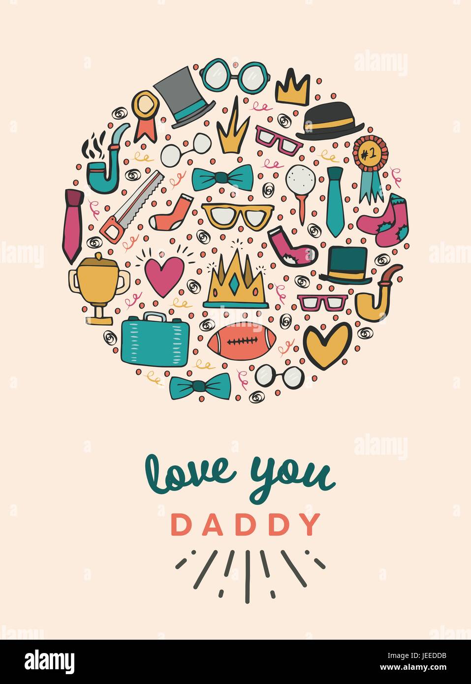 Vector Icon Set Of Fathers Day Greeting Card Stock Vector Image And Art