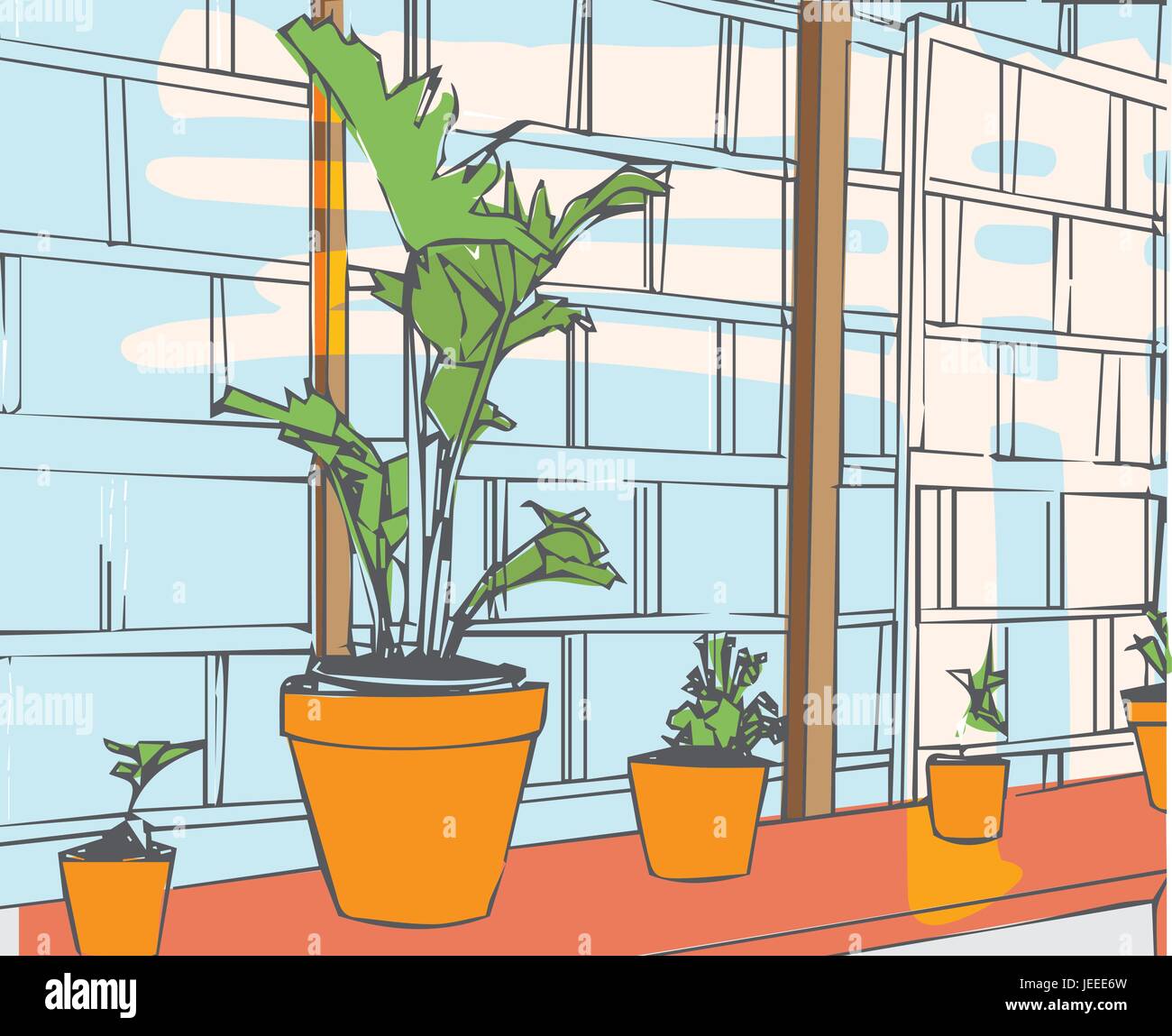 Illustration of plants near window Stock Vector Image & Art - Alamy