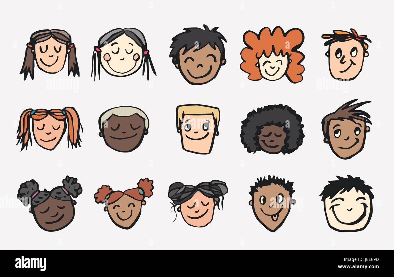 Children faces illustration Stock Vector Images - Alamy