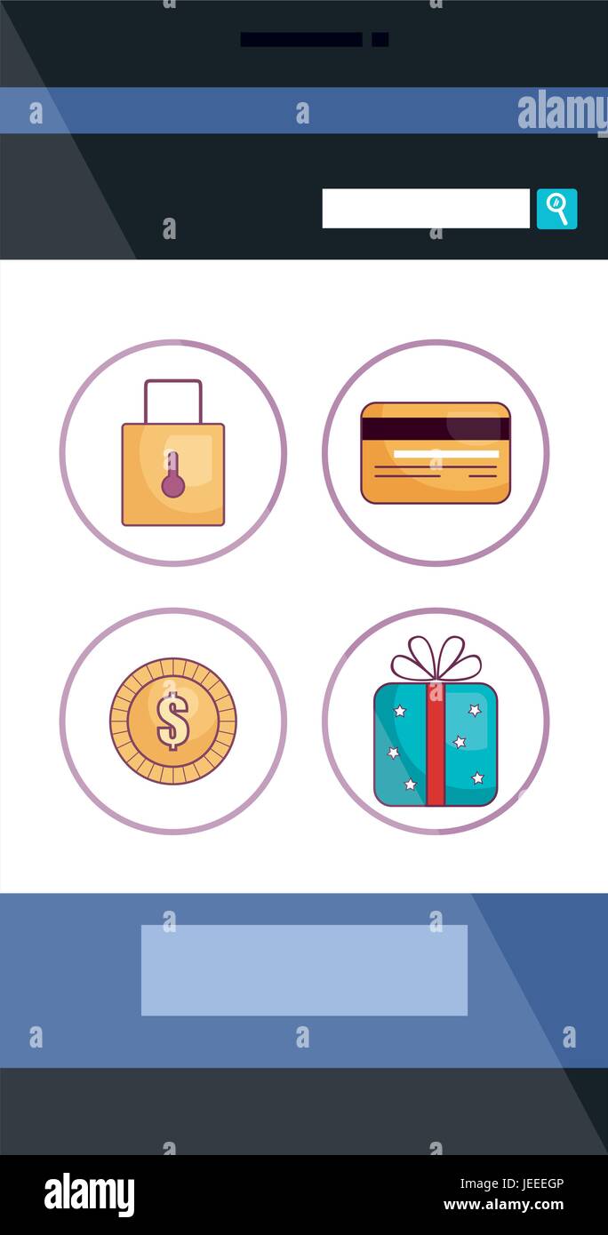 smartphone device with ecommerce app isolated icon vector illustration ...