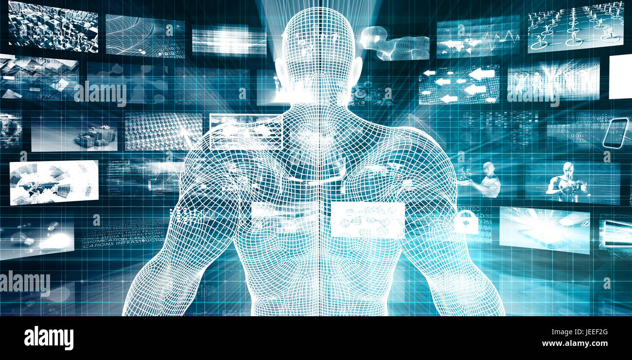 Data Center with System Administrator Navigating Data Stock Photo - Alamy