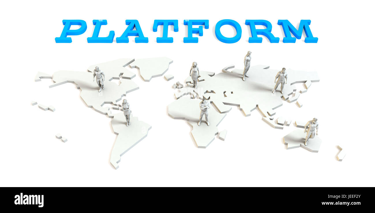 Platform Global Business Abstract with People Standing on Map Stock ...
