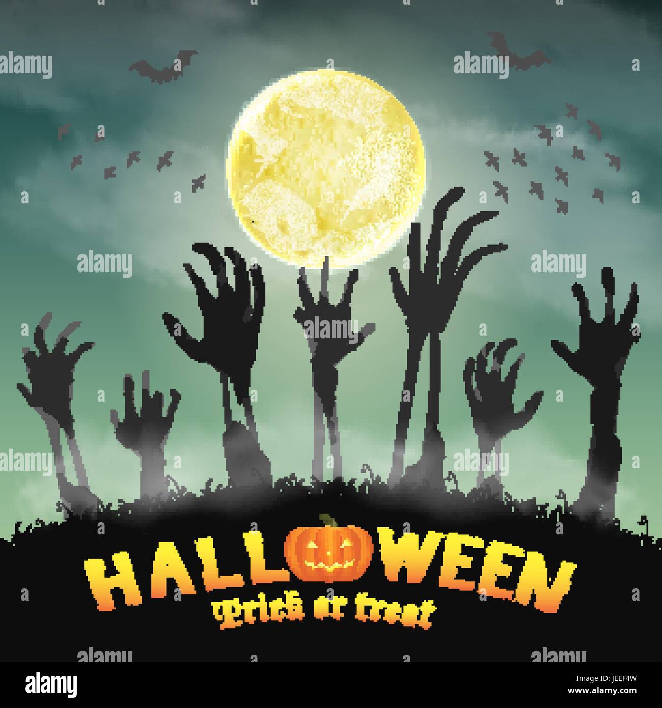Scary zombie in cemetery Stock Vector Images - Alamy