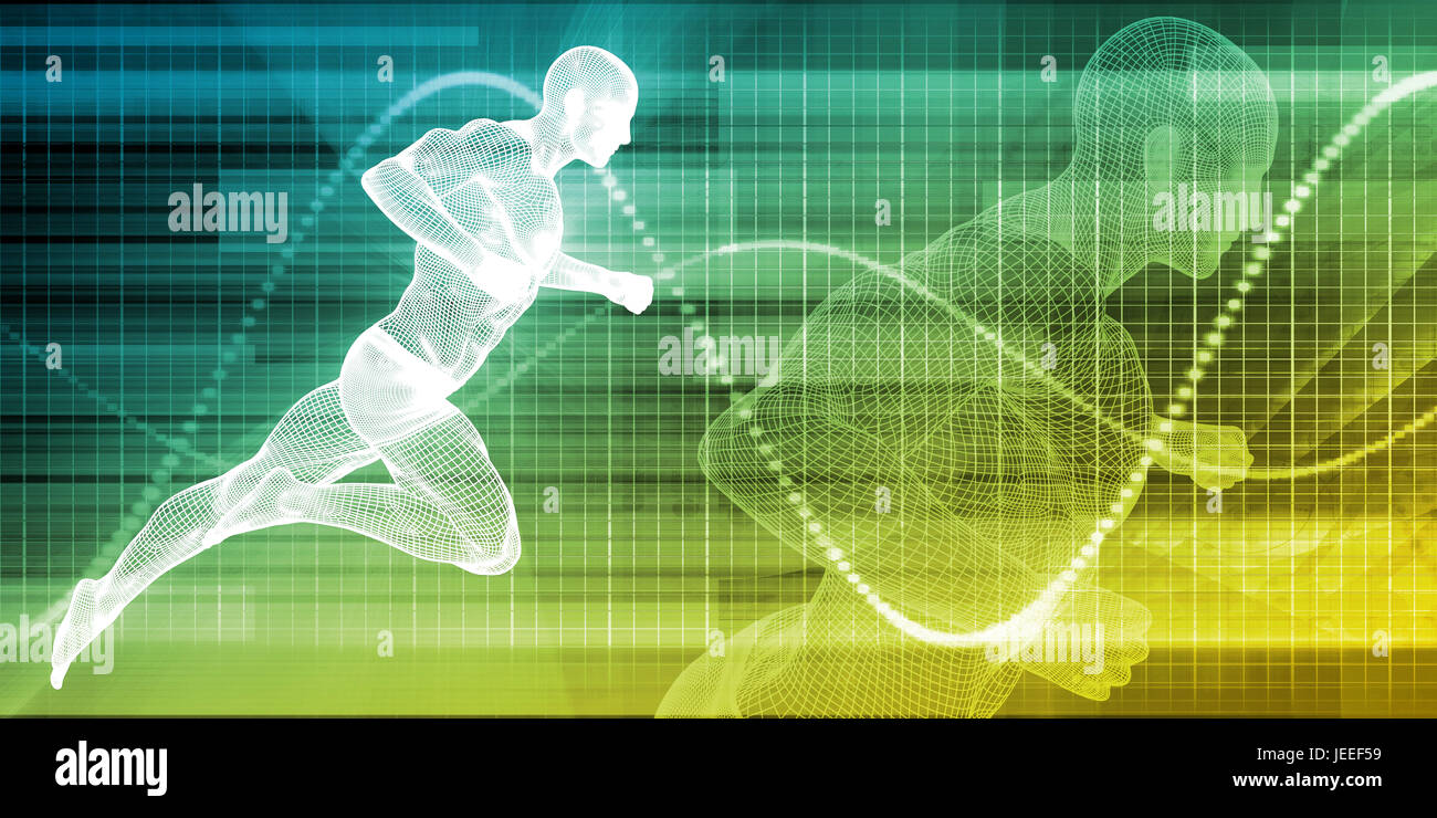 Fitness Training Abstract Background Concept with Man Running Stock ...