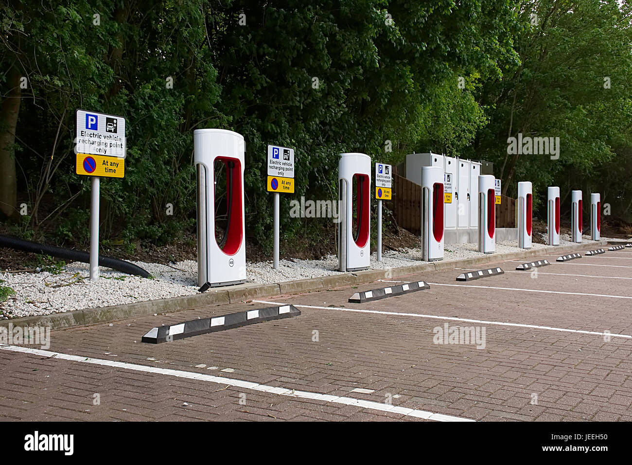 Electric car chargers on british motorway services hi-res stock photography and images - Alamy