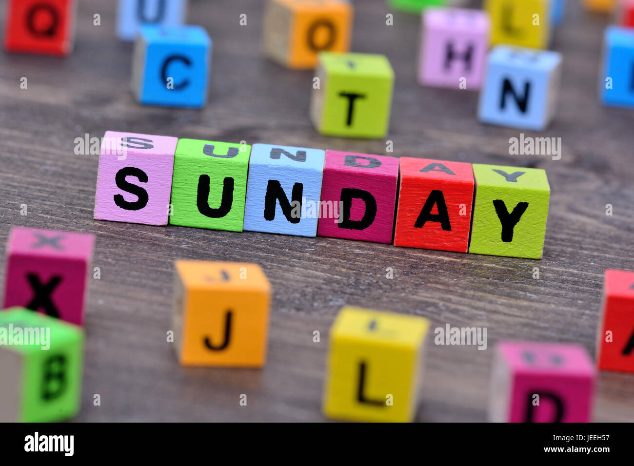Word sunday colorful letters hi-res stock photography and images - Alamy