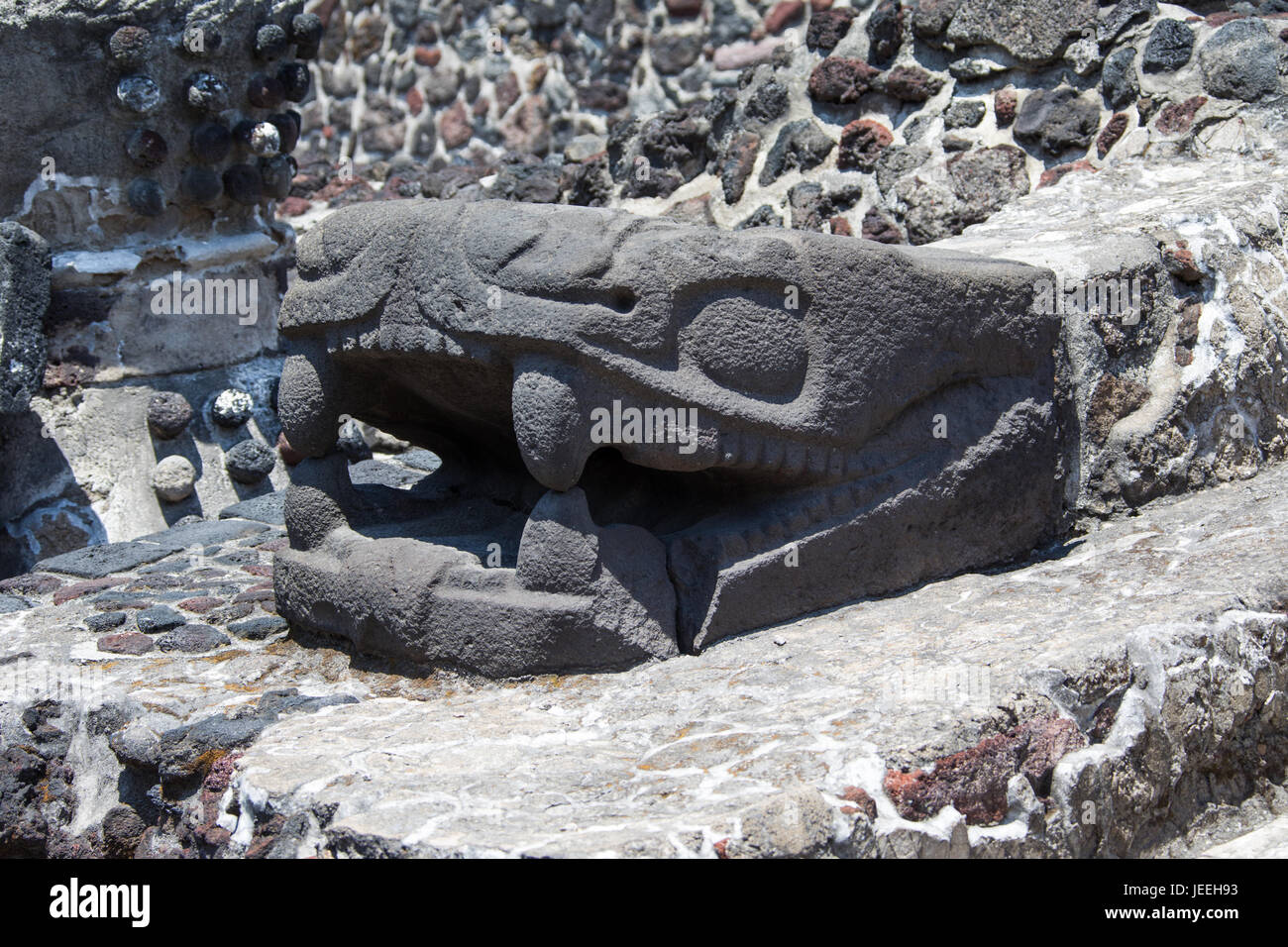 Snake head, Aztec ruins at Templo Mayor, Mexico City, Mexico Stock ...