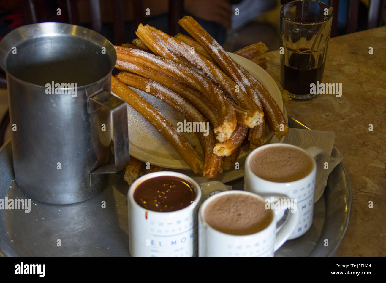 Churros y chocolate at El Moro Cafe, Mexico City, Mexico Mexico City ...