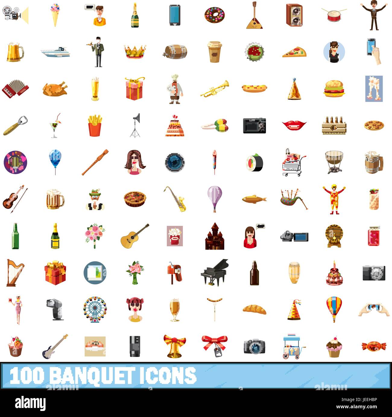 100 banquet icons set, cartoon style Stock Vector Image & Art - Alamy