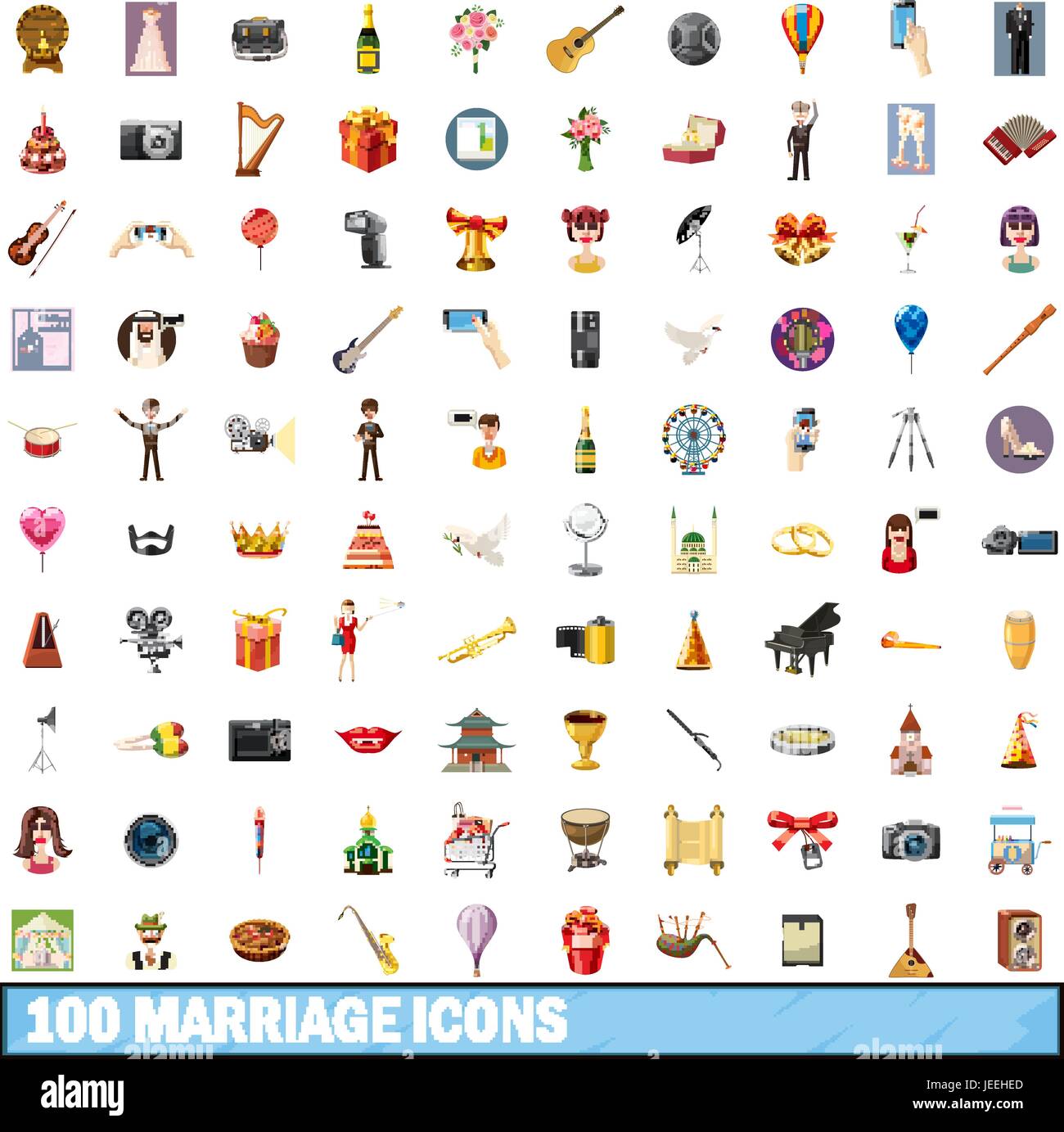 100 marriage icons set, cartoon style Stock Vector Image & Art - Alamy