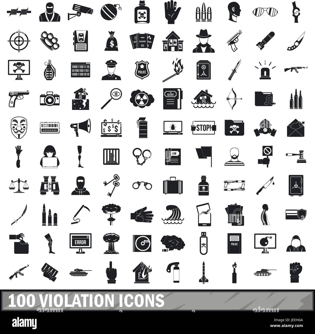 100 violation icons set, simple style Stock Vector Image & Art - Alamy