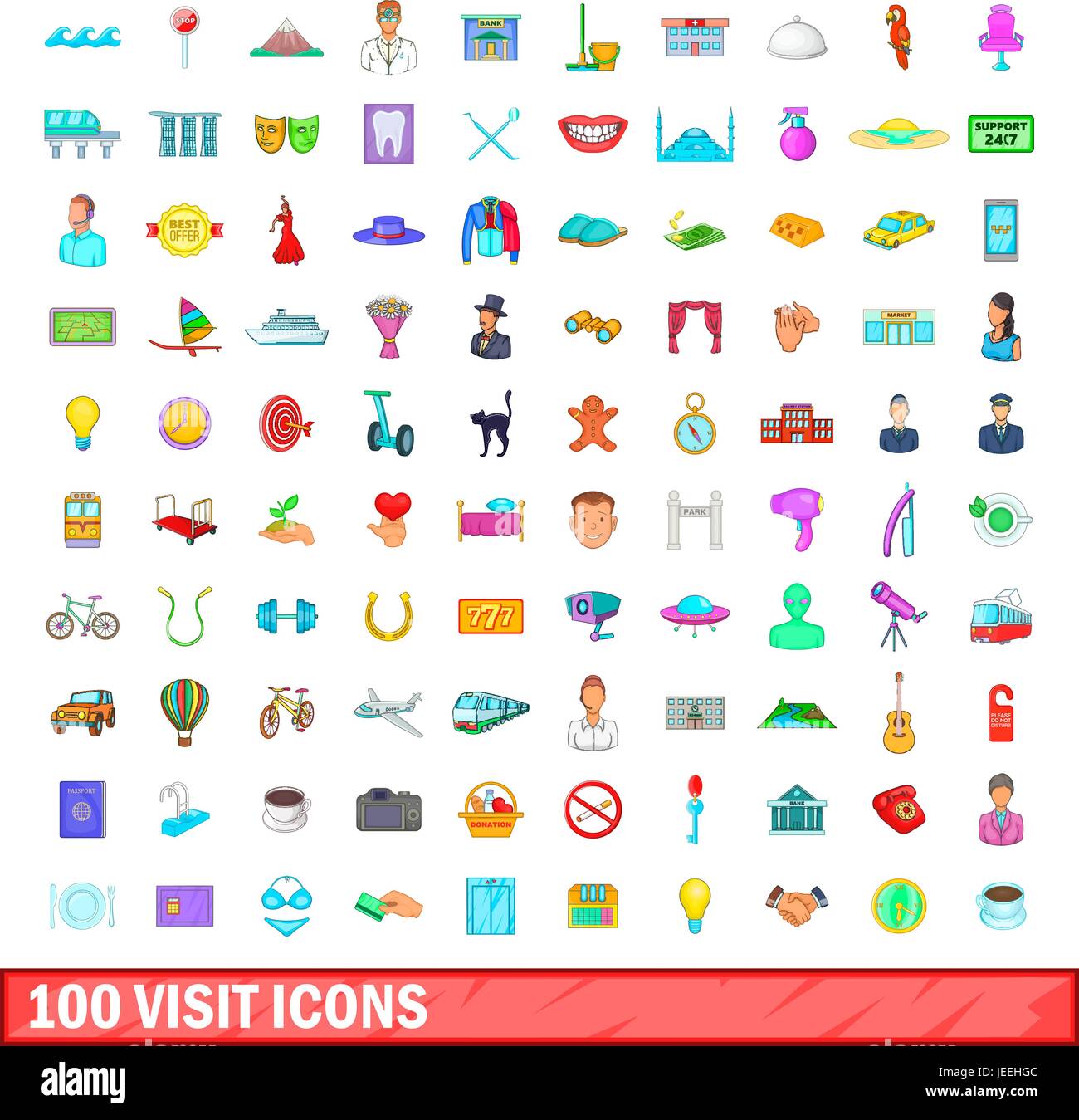 100 visit icons set, cartoon style Stock Vector Image & Art - Alamy