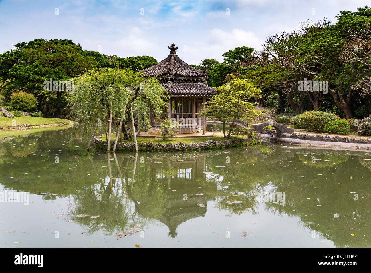 The gardens of Shikinaen, a former Royal residence are located on a ...