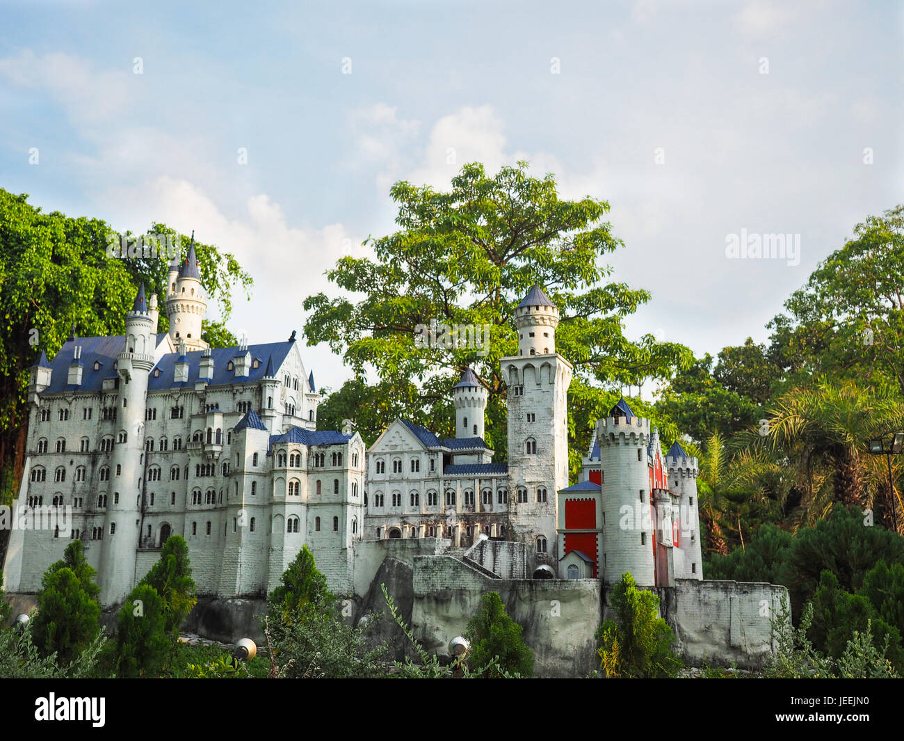 Miniature model of Neuschwanstein castle in forest located at Mini Siam ...
