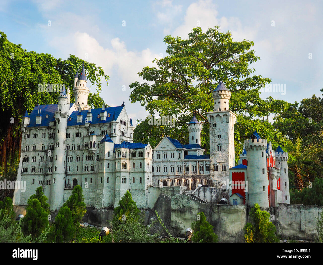 Miniature model of Neuschwanstein castle in forest located at Mini Siam ...