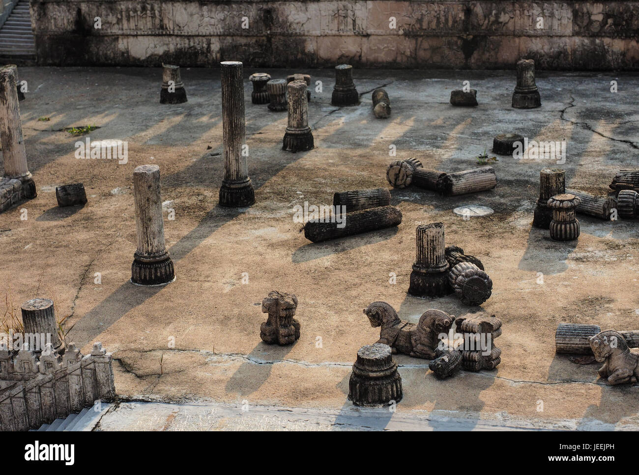 Miniature model of ancient temple monument with pillar ruins Stock ...