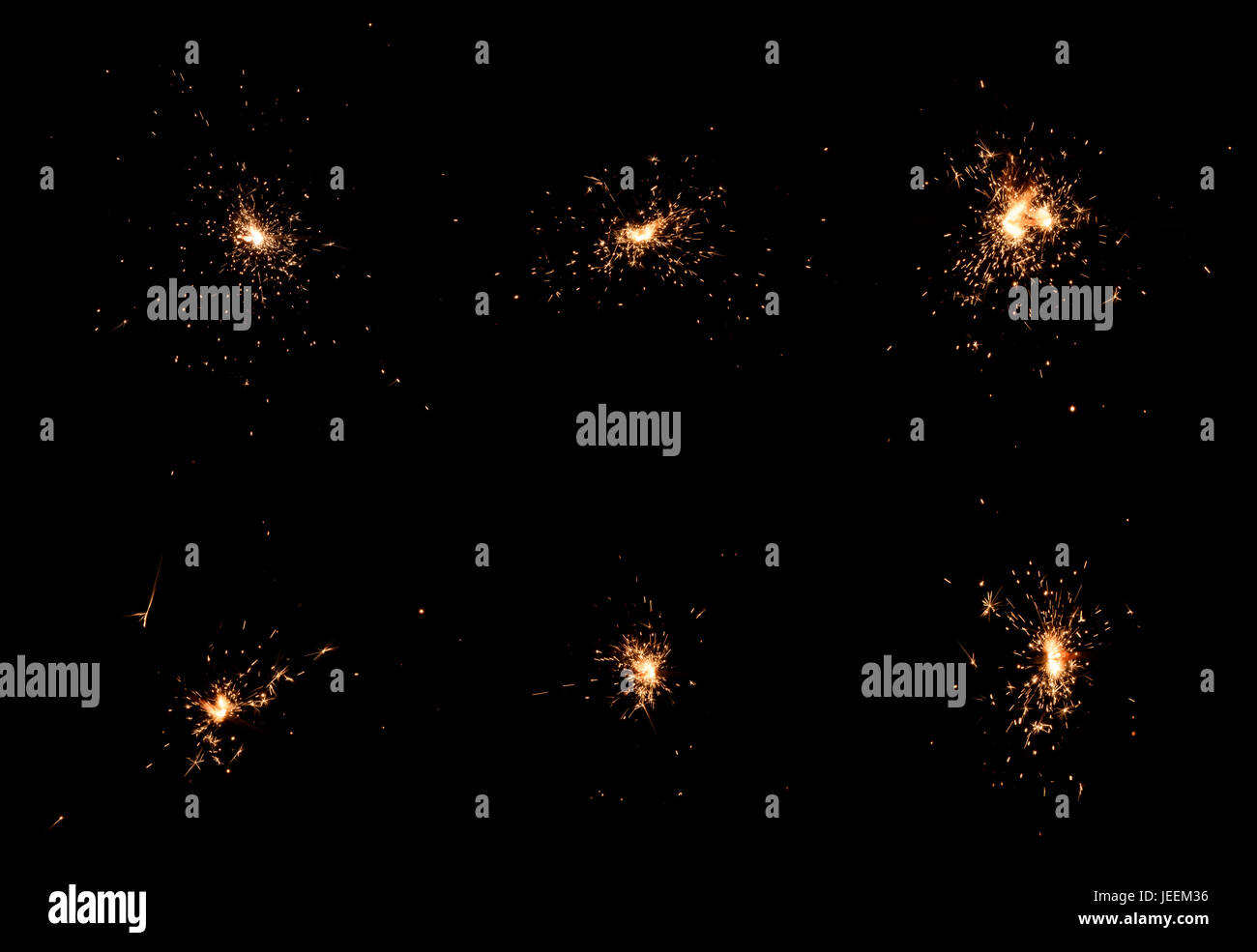 sparks isolated on black background. Design element Stock Photo - Alamy