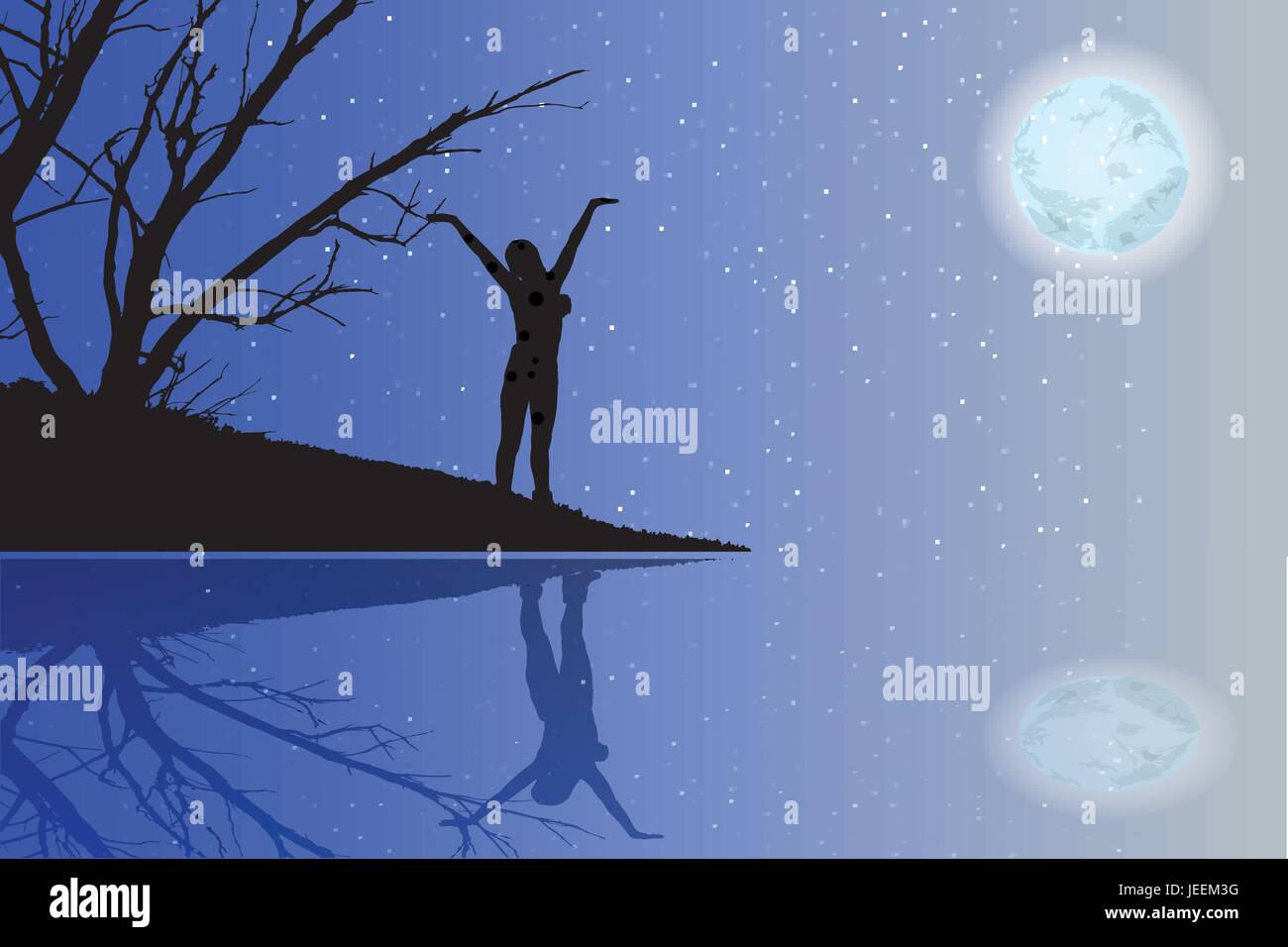 Unity with nature concept. The man is outstretched. Silhouette of a ...