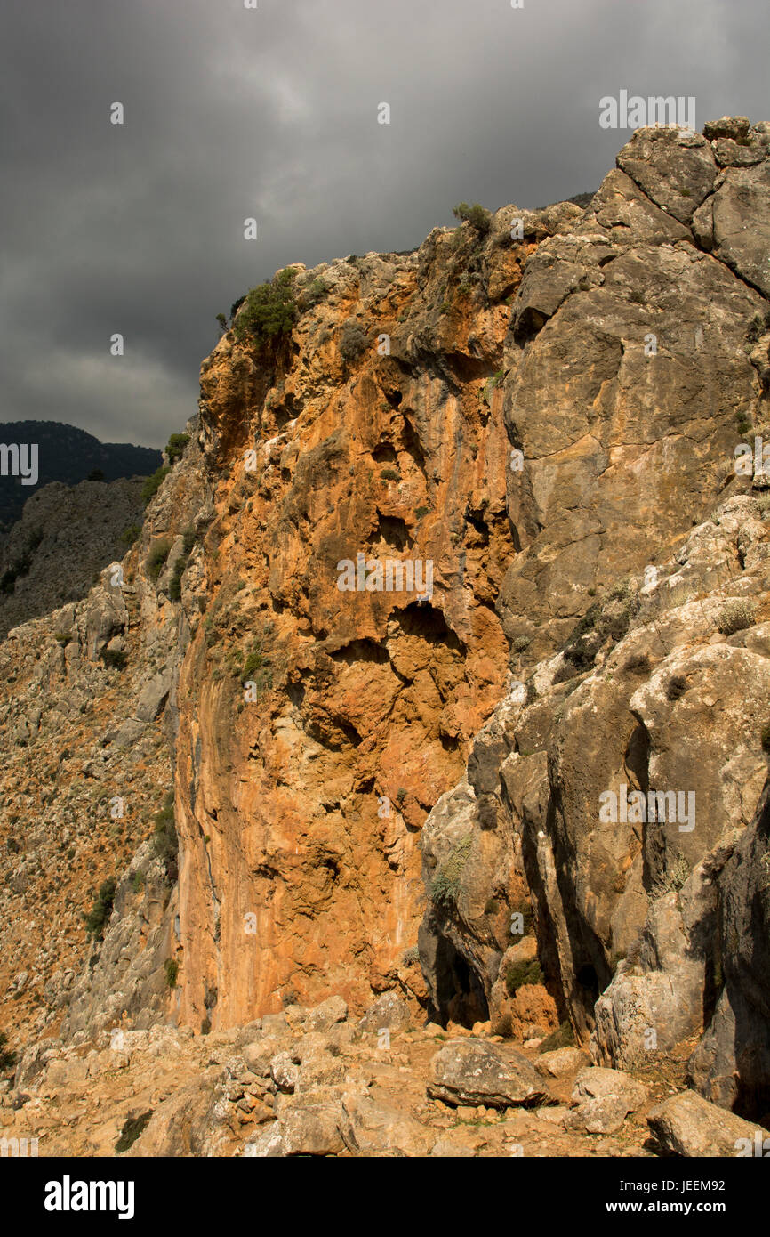 Aradena Gorge is a deep limestone canyon running from the Lefka Ori or ...