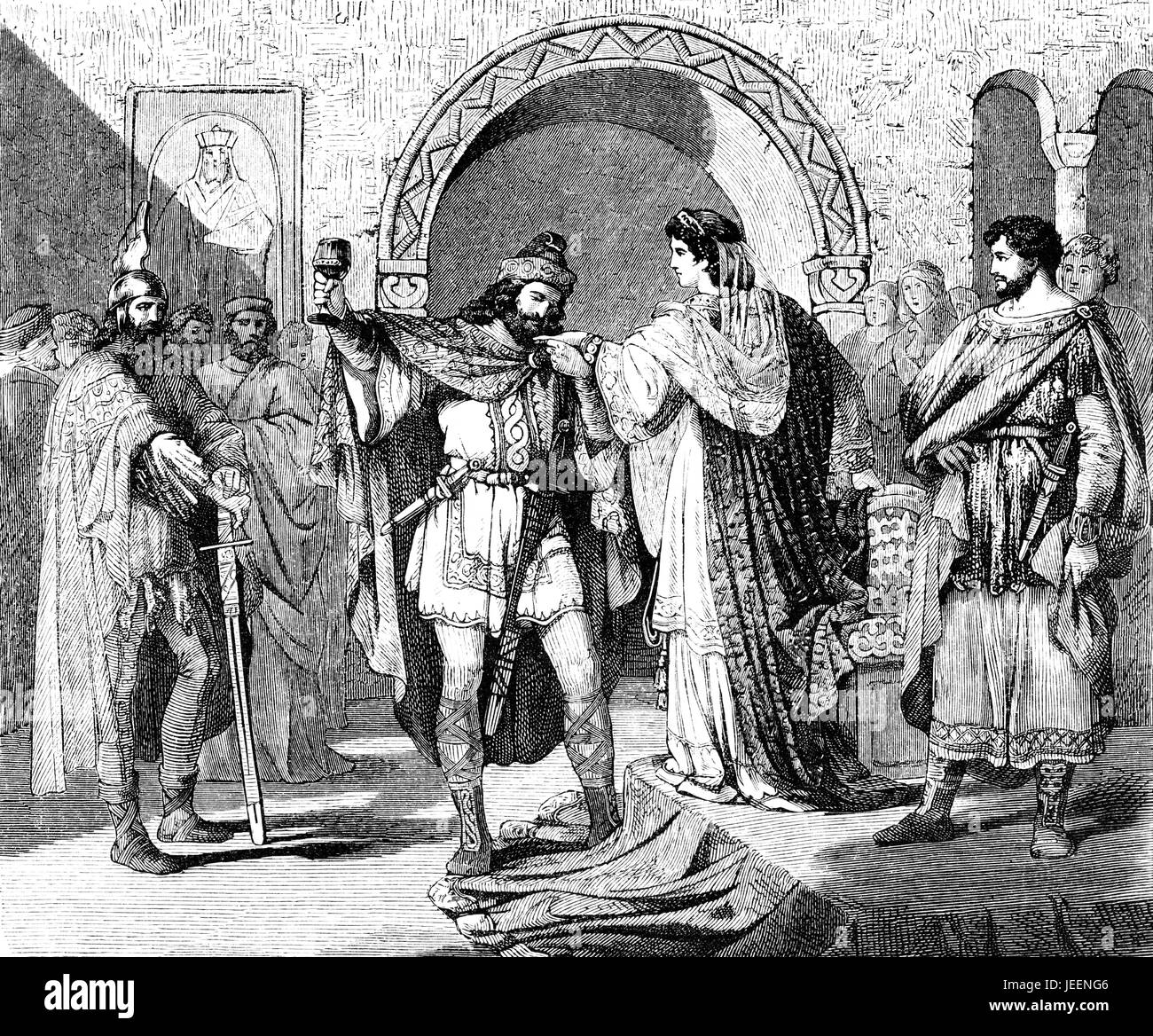 Theodelinda, queen of the Lombards, meets Agilulf, Duke of Turin and ...