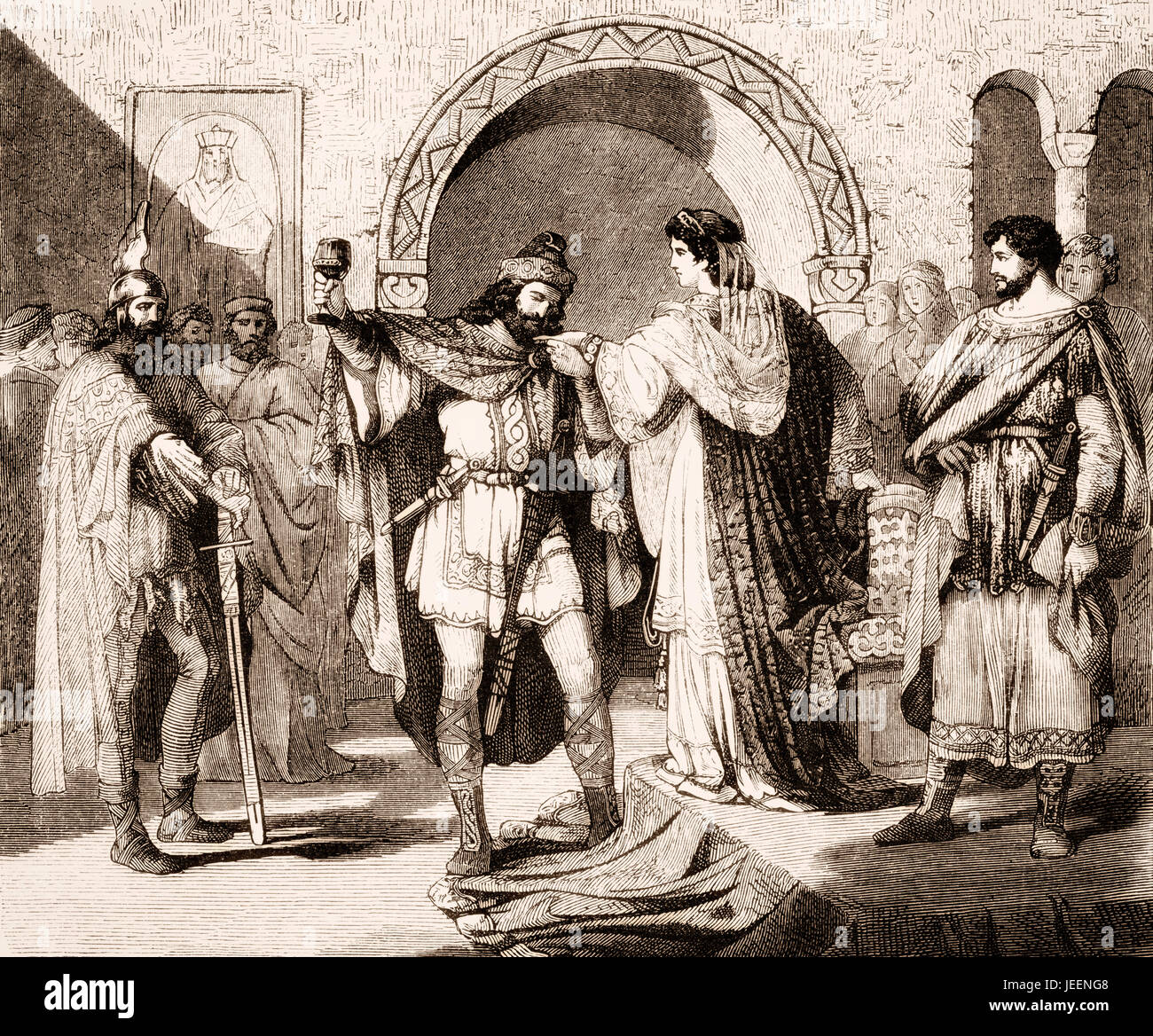 Theodelinda, queen of the Lombards, meets Agilulf, Duke of Turin and ...