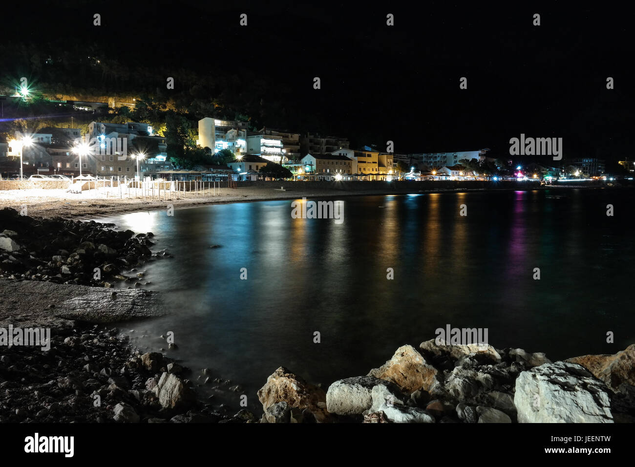 Sutomore beach at night Stock Photo - Alamy