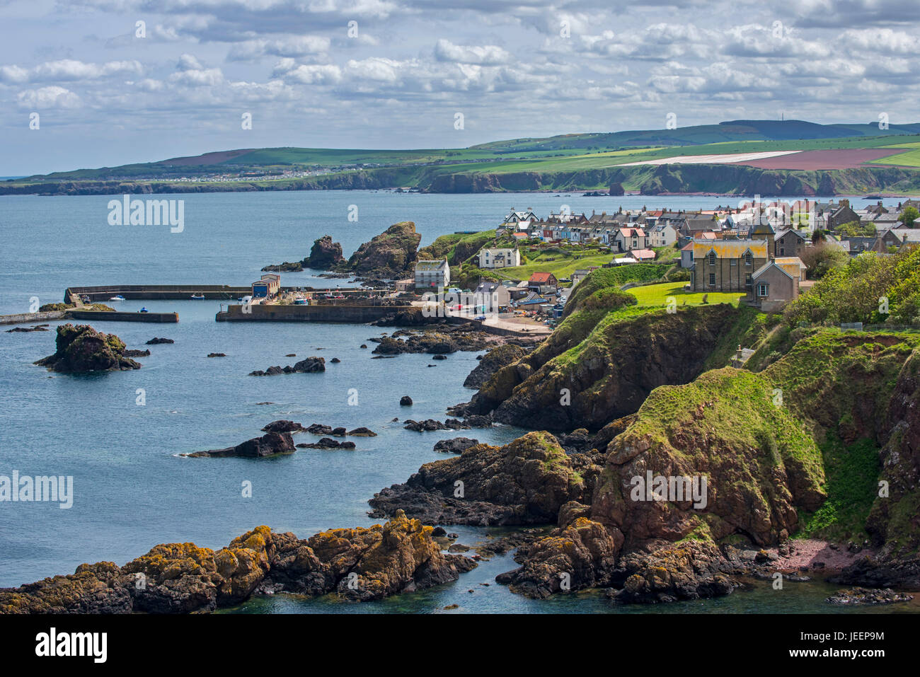 The fishing village of St Abbs seen from the southern side of St Abb's ...