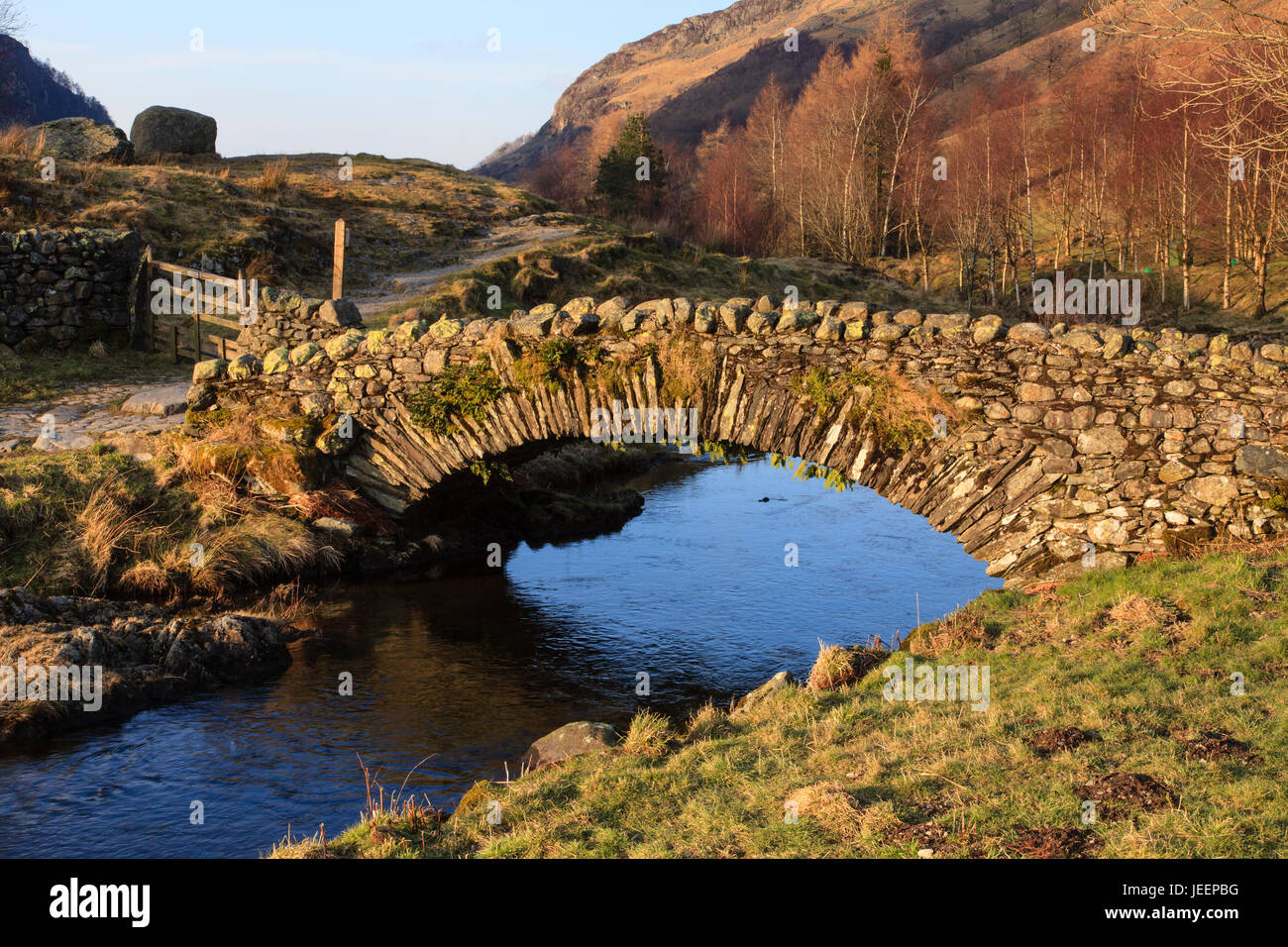 Stone Packhorse Bridge. The stone packhorse bridge crossing Watendlath ...