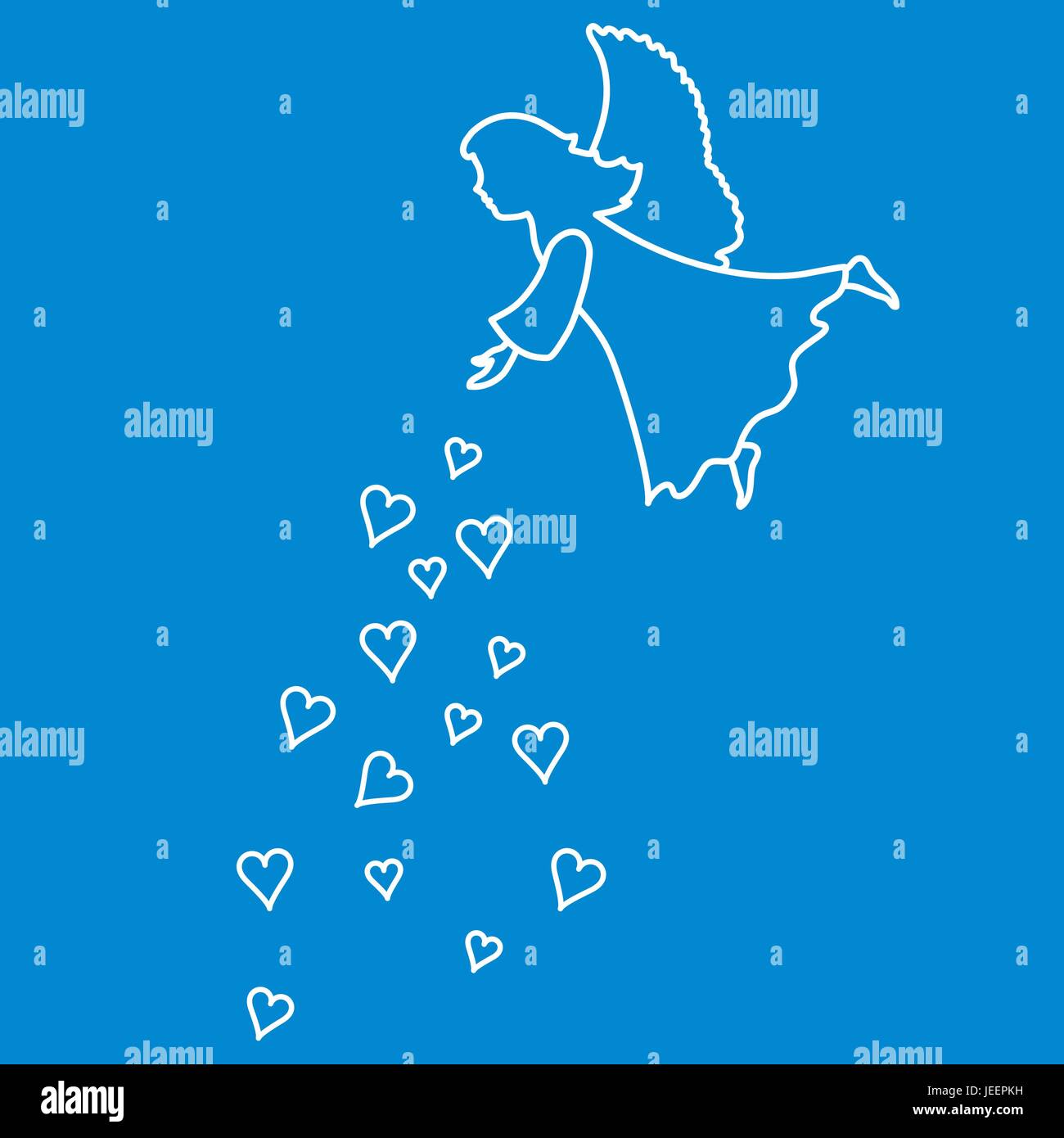Cute vector illustration: angel showered hearts. Love symbol. Design ...