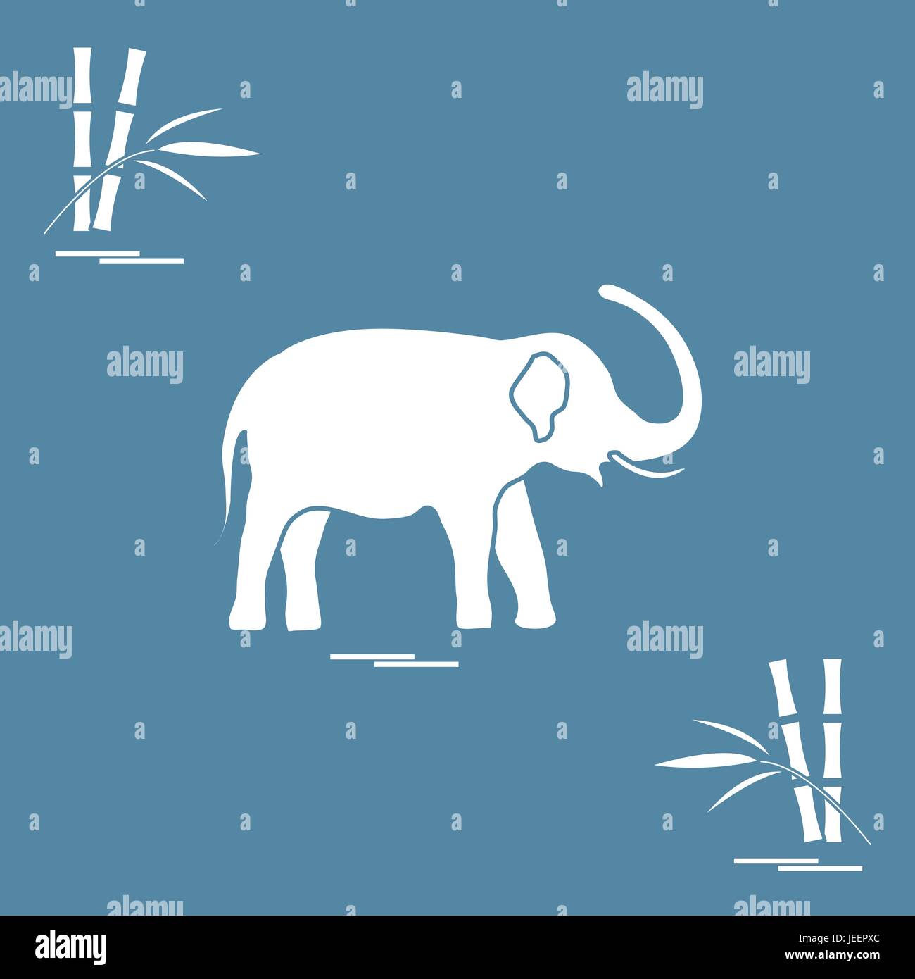 Stylized icon of elephant and bamboo. Design for poster or print Stock ...