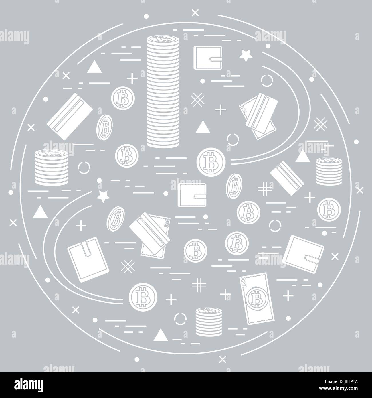 Vector illustration of different money, investment and financial icons ...