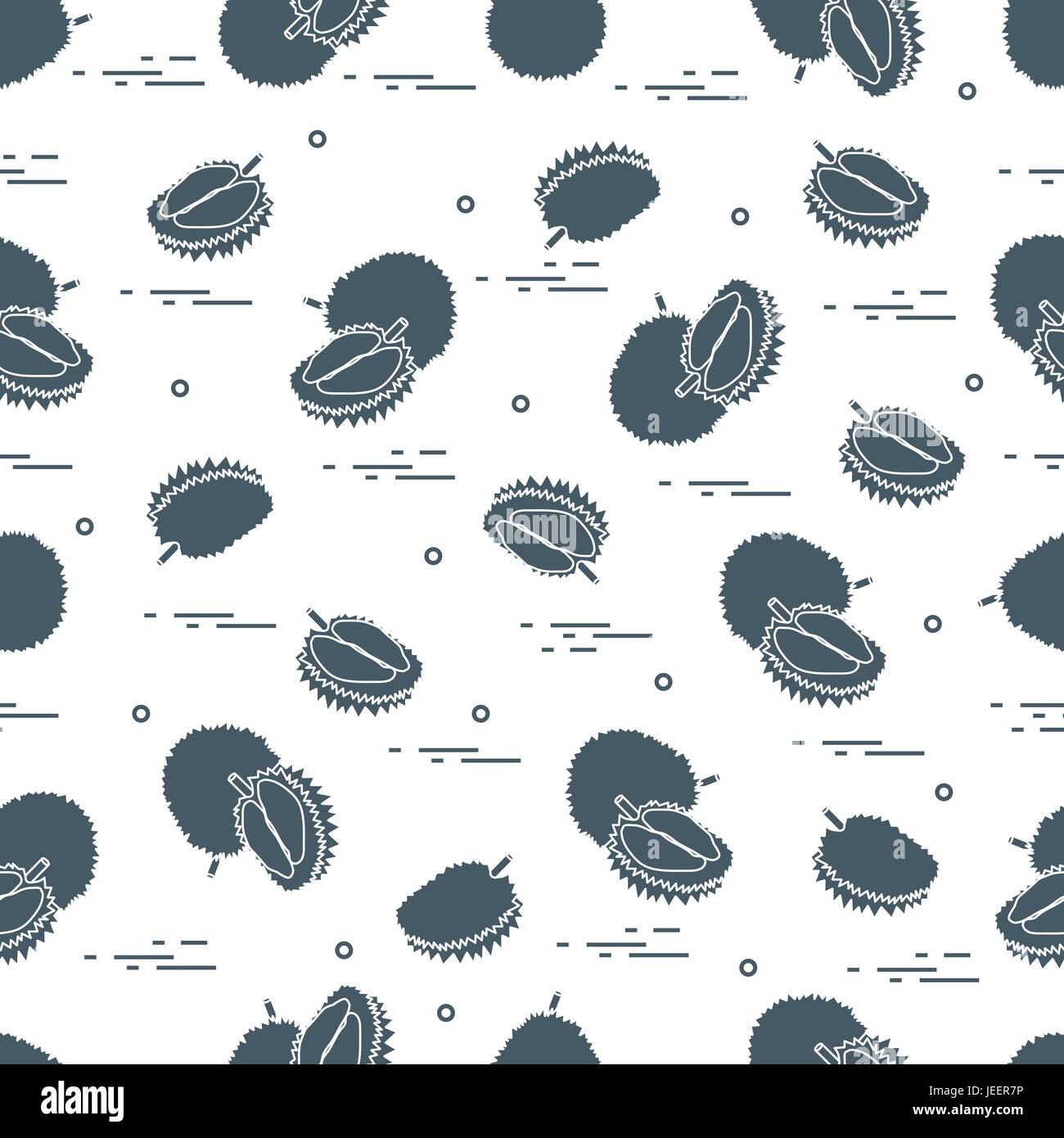 Cute seamless pattern with exotic fruits durian.Thailand theme. Design ...