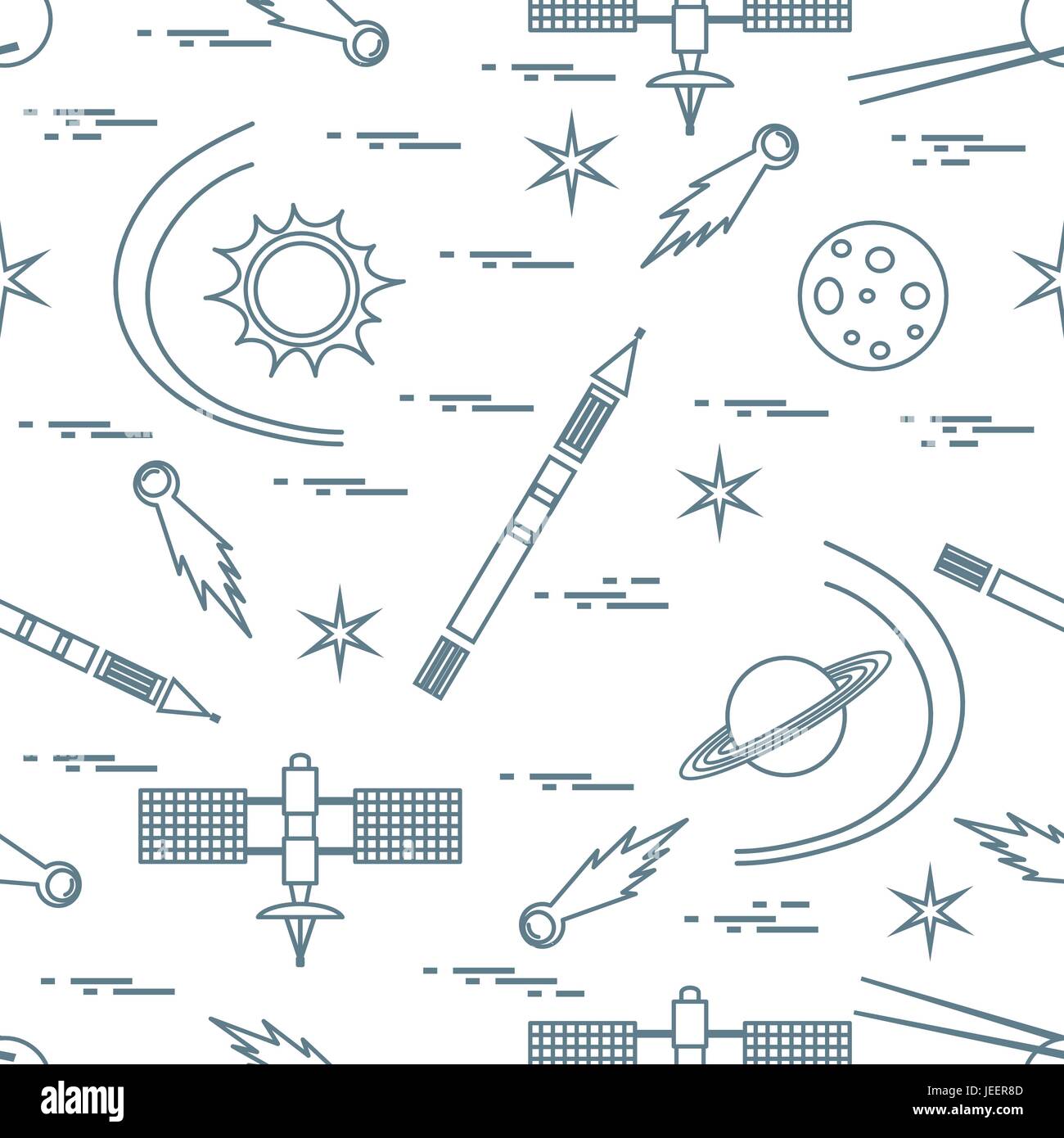 Seamless pattern with variety space exploration elements. Design for ...
