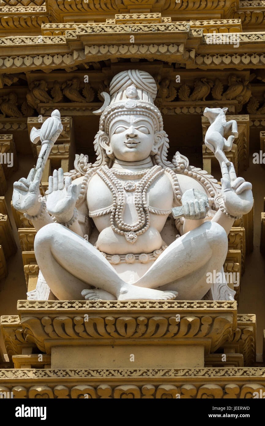 Nanjangud, India - October 26, 2013: Closeup of white statue of Shiva ...