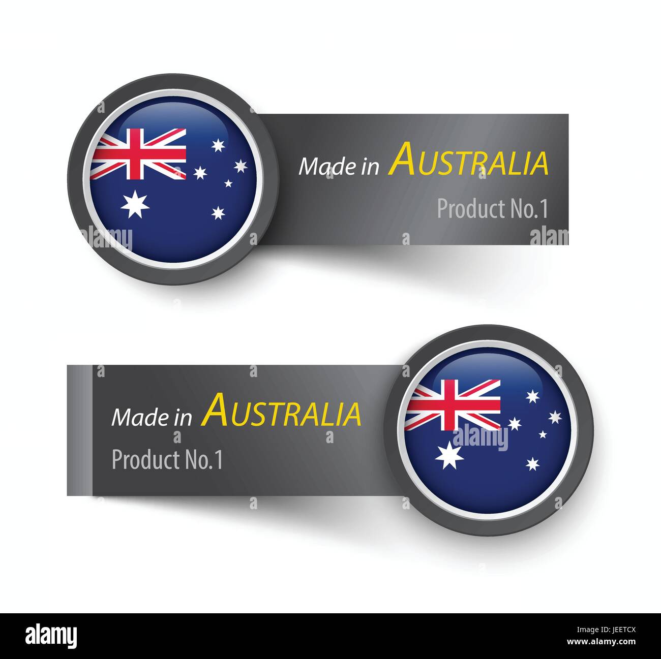 Flag icon and label with text made in Australia Stock Vector Image ...