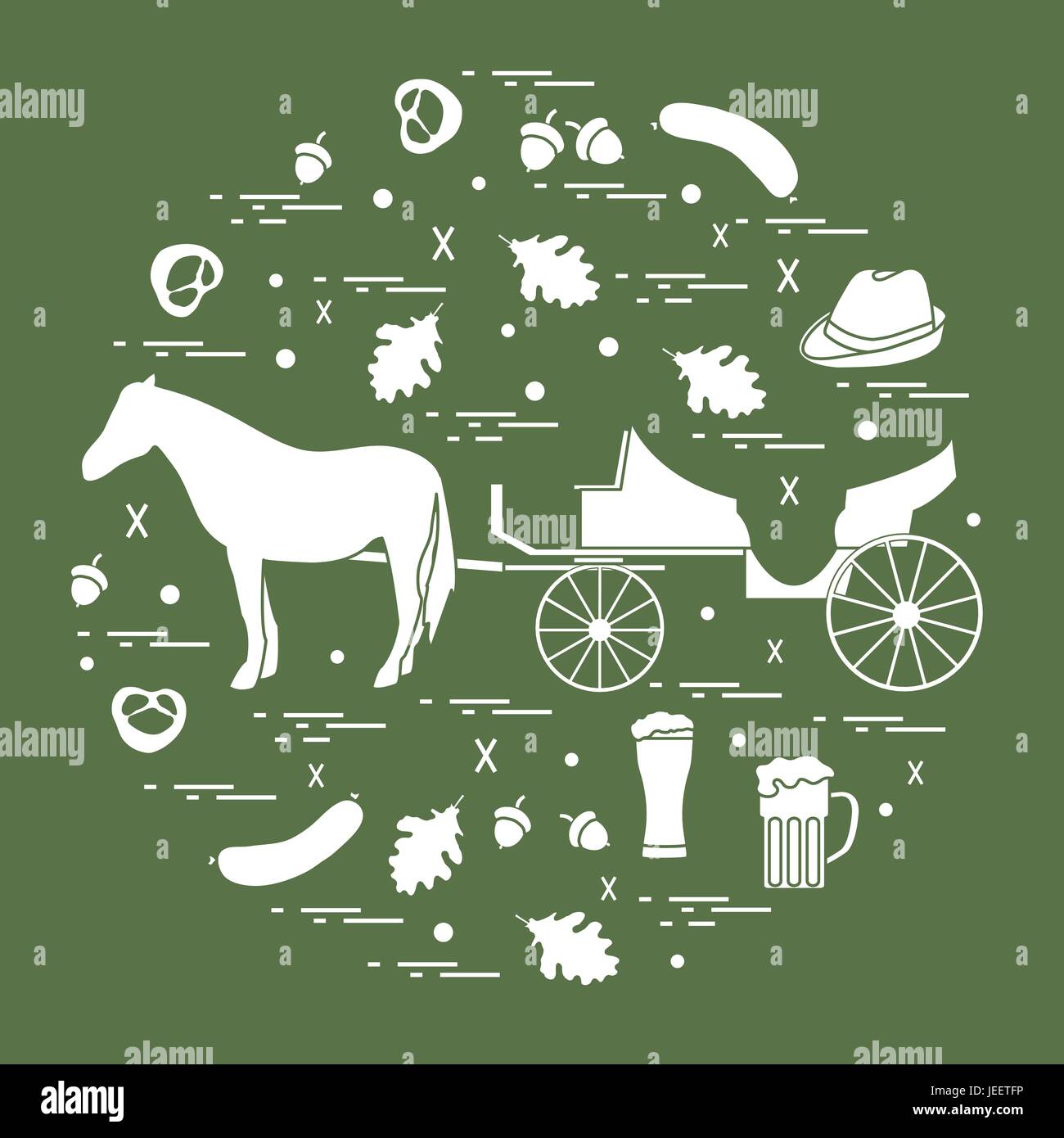 Vector illustration with various symbols of Germany arranged in a ...
