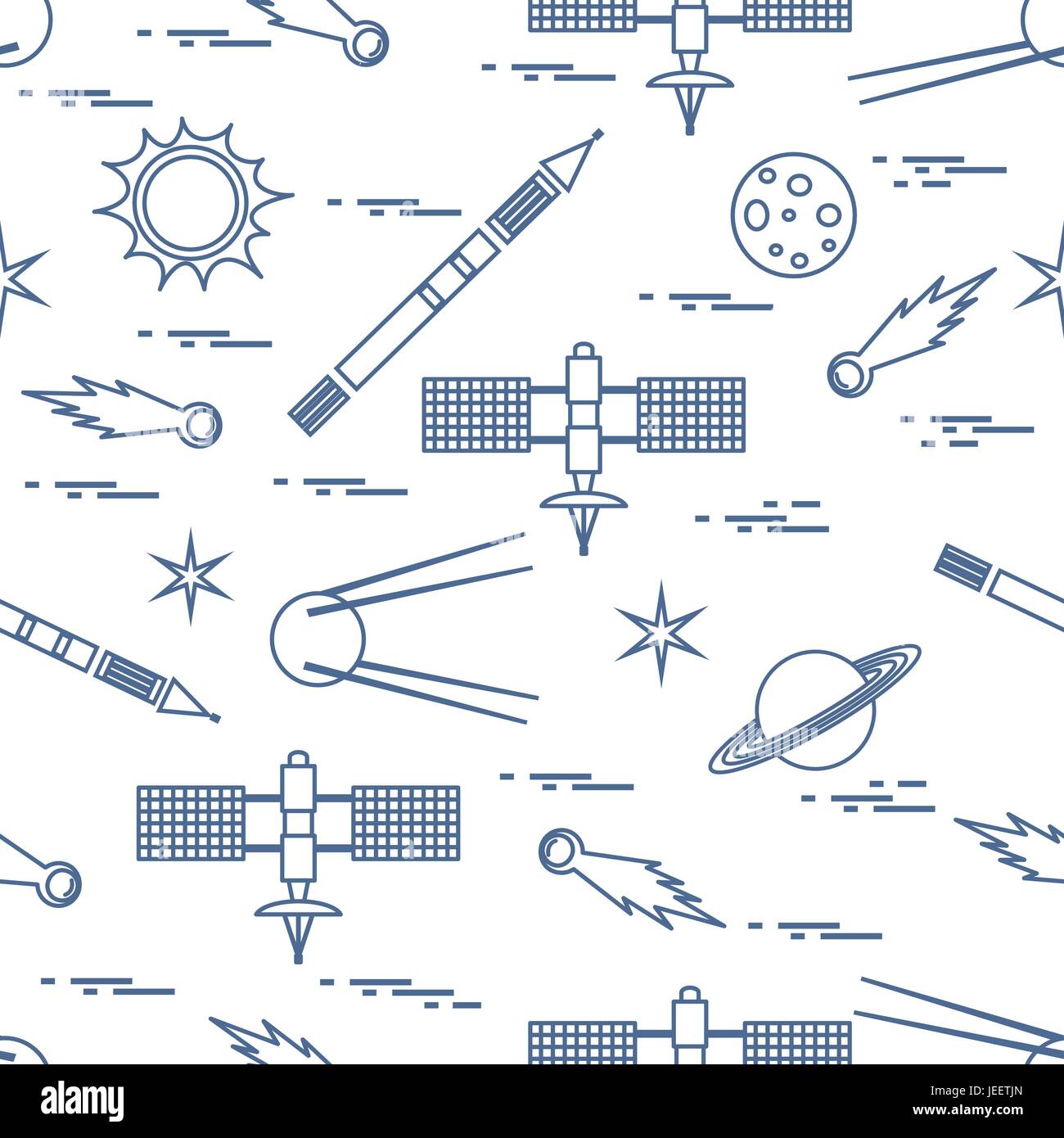 Seamless pattern with variety space exploration elements. Design for ...