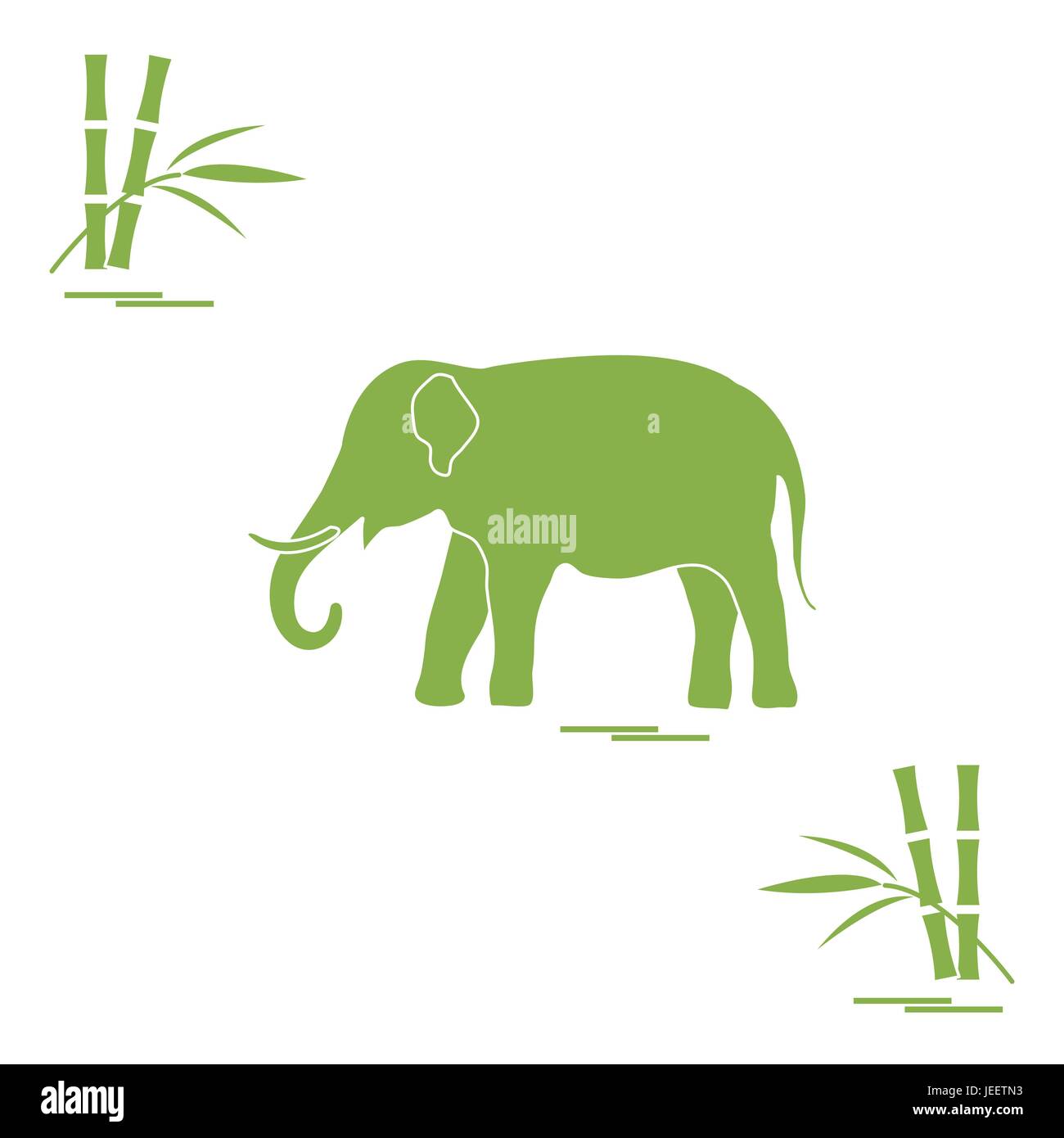 Stylized icon of elephant and bamboo. Design for poster or print Stock ...