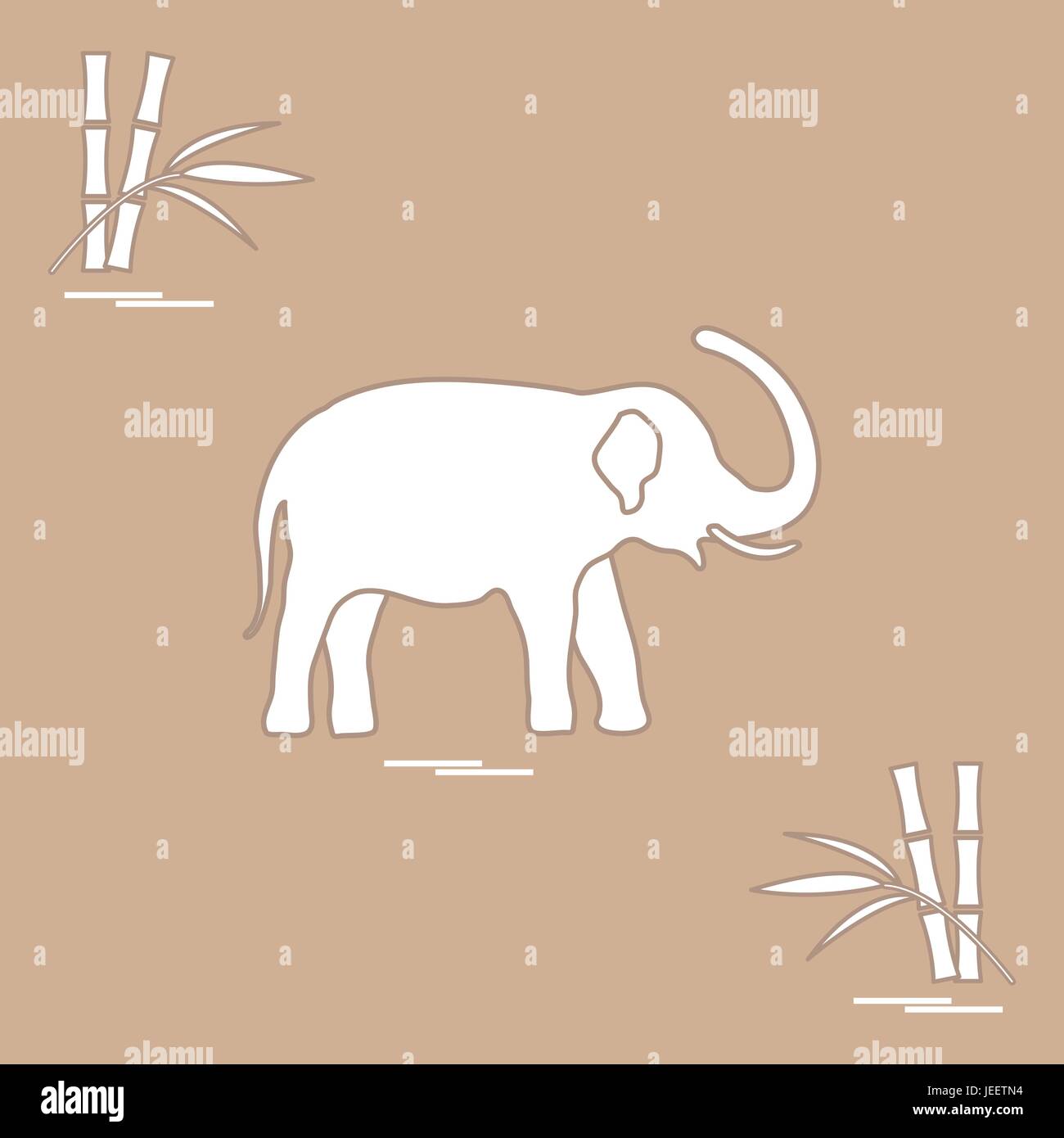 Stylized icon of elephant and bamboo. Design for poster or print Stock ...