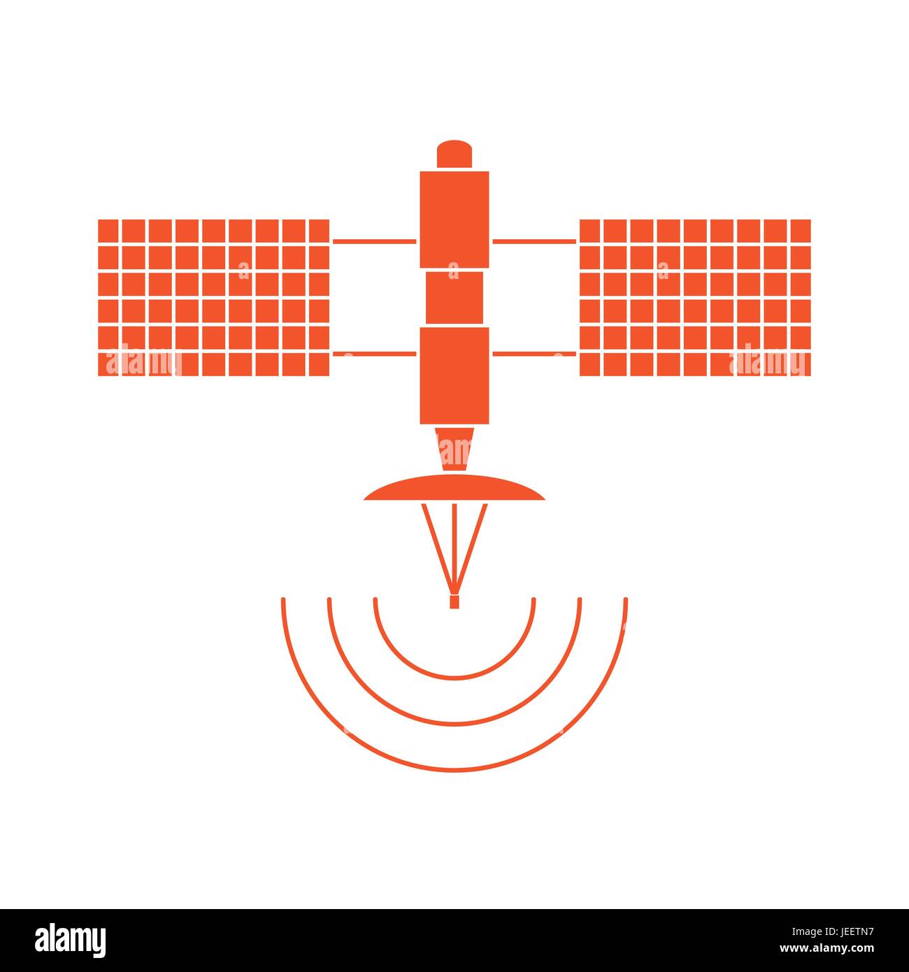 Stylized vector icon of space satellite. Design for banner, poster or ...