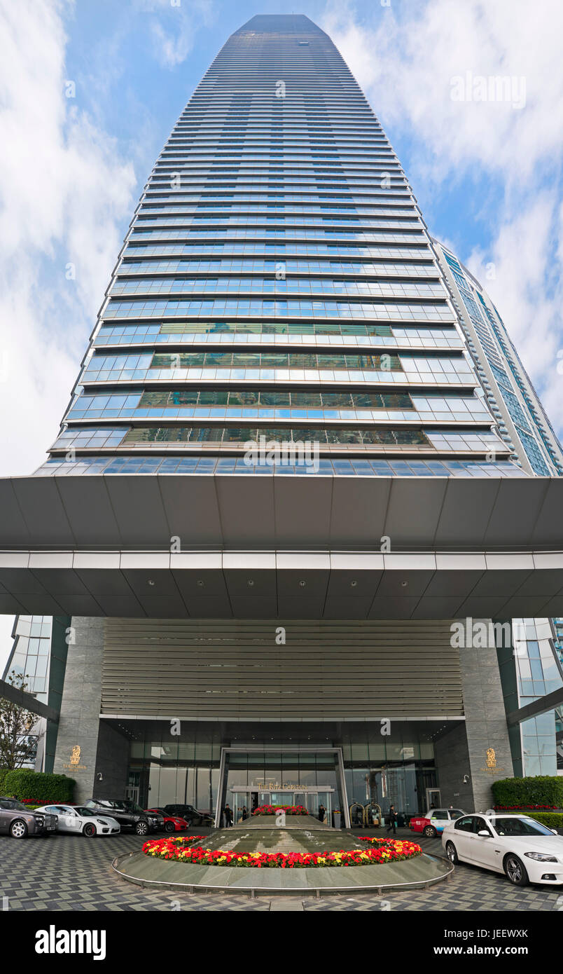 Vertical panoramic street level view of the entrance to the Ritz ...