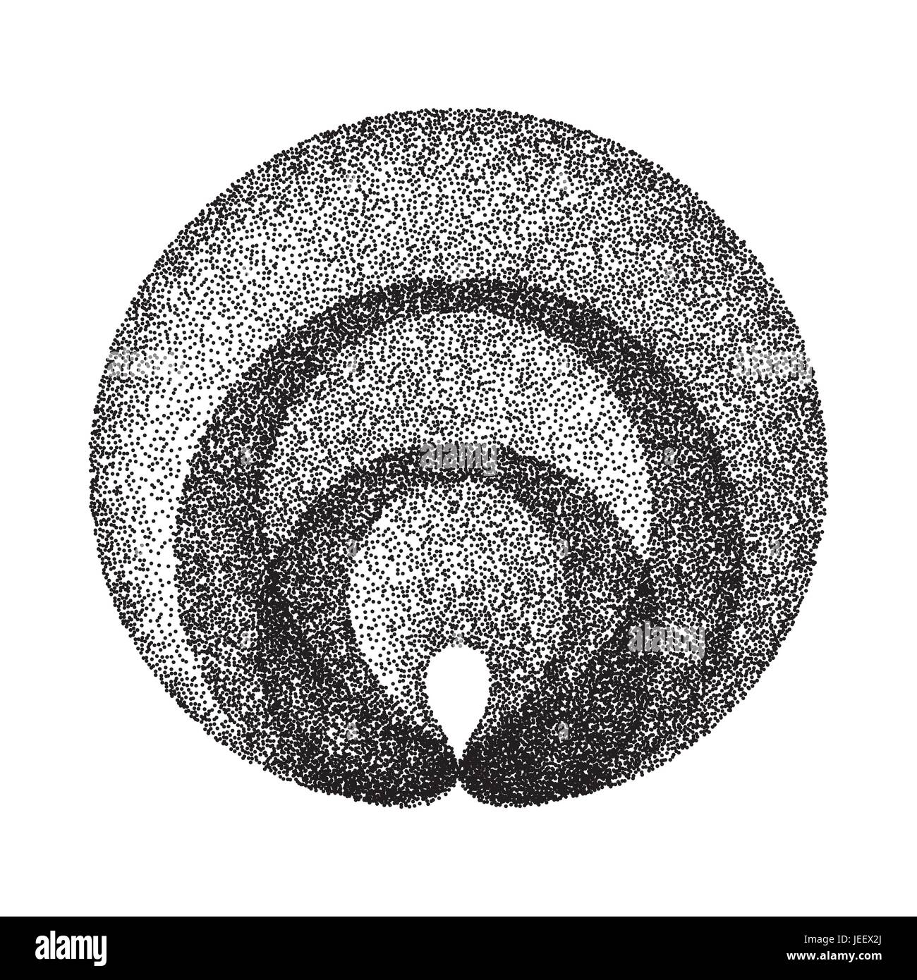 Abstract Geometric Shape Vector. Black Dotted Round Circle. Film Grain ...